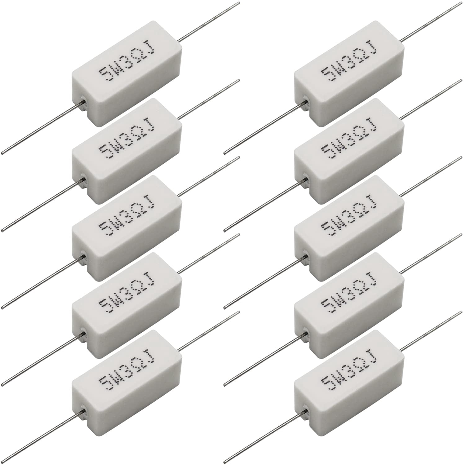 Cement Resistor,10 PCS 5W 5 Ohm 5% Axial Lead Wire Resistor White Wound ...