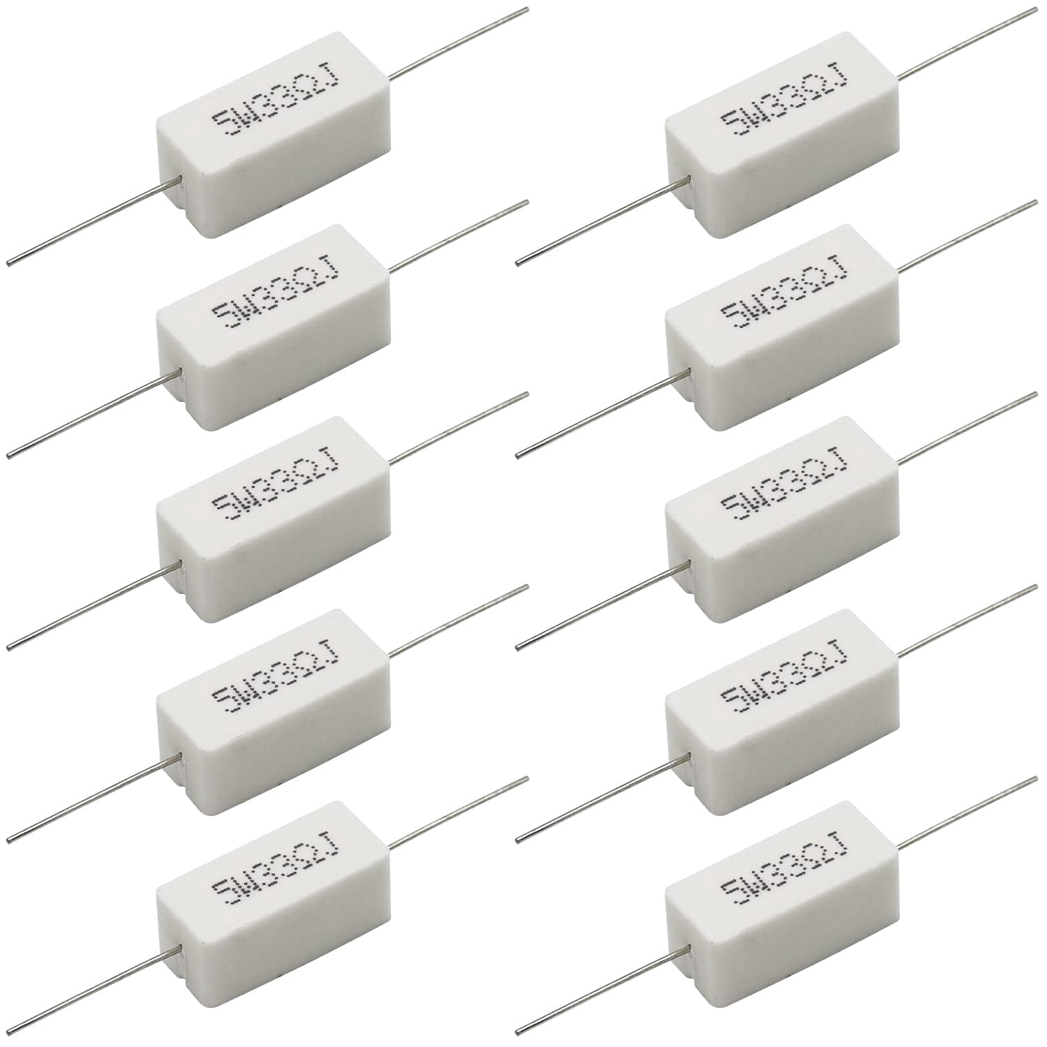 Cement Resistor,10 PCS 5W 5 Ohm 5% Axial Lead Wire Resistor White Wound ...