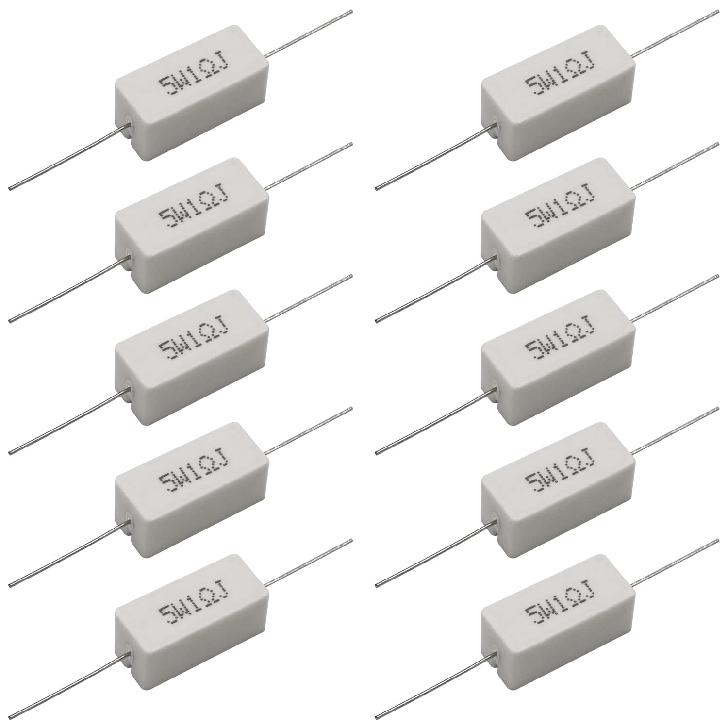 Cement Resistor,10 PCS 5W 5 Ohm 5% Axial Lead Wire Resistor White Wound ...