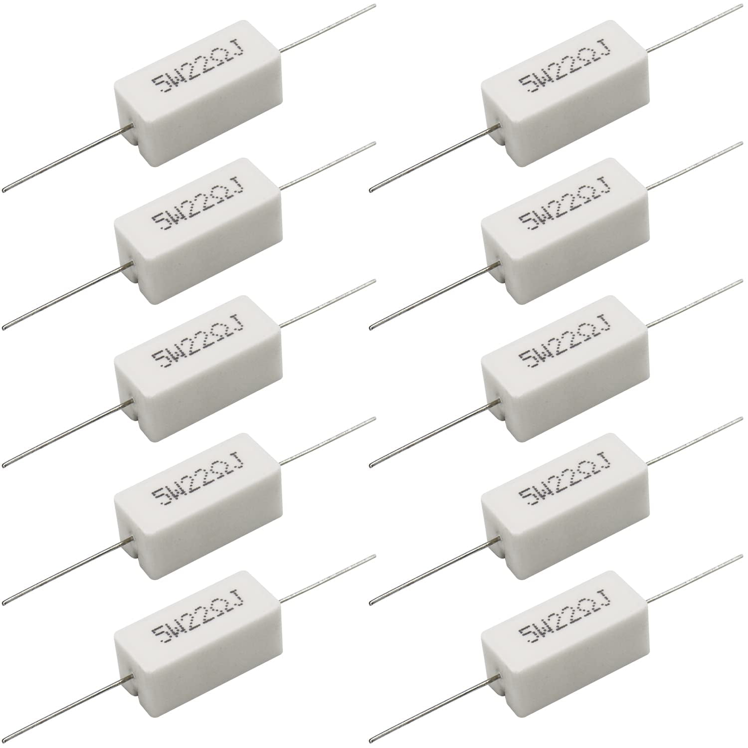 Cement Resistor,10 PCS 5W 5 Ohm 5% Axial Lead Wire Resistor White Wound ...