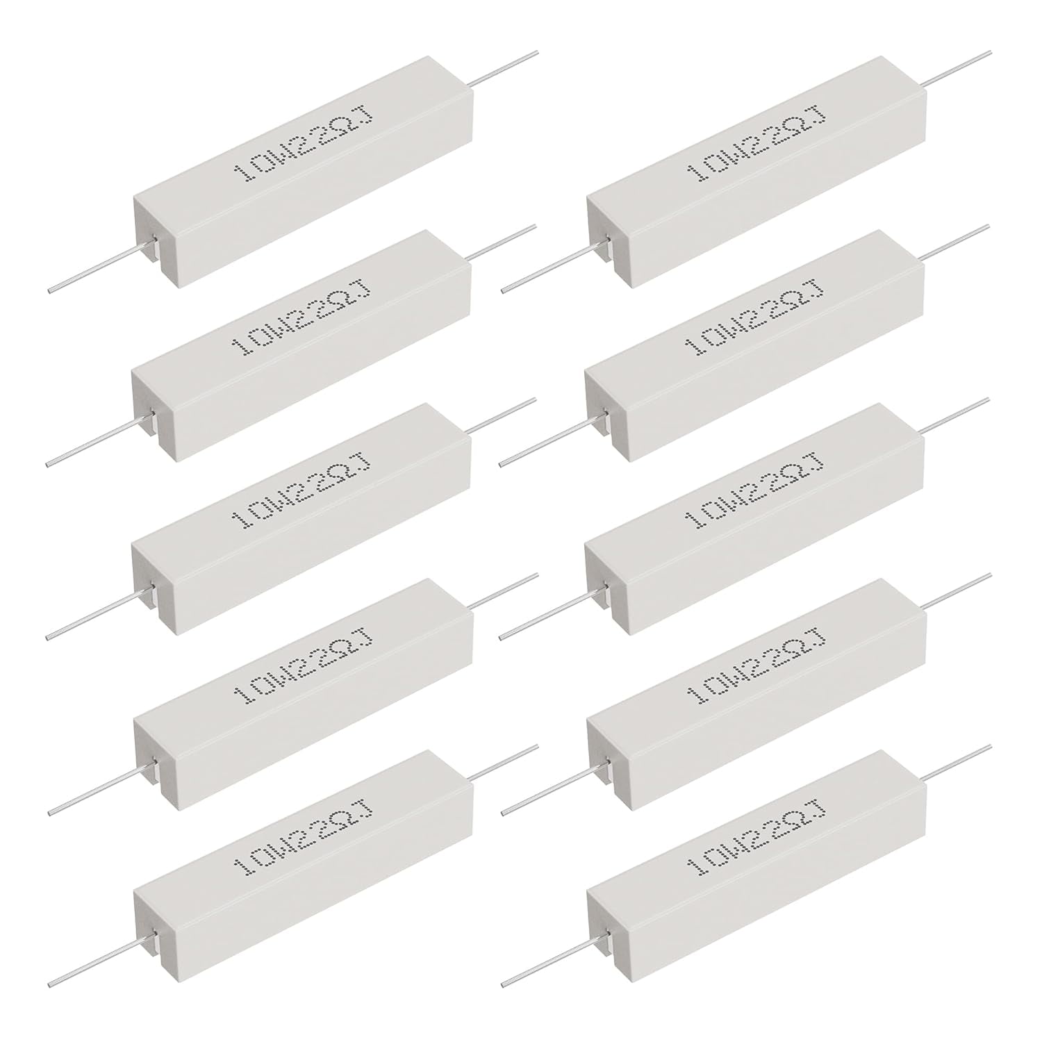 Cement Resistor, 10PCS 10W 220 Ohm 5% Axial Lead Wire Resistor White ...