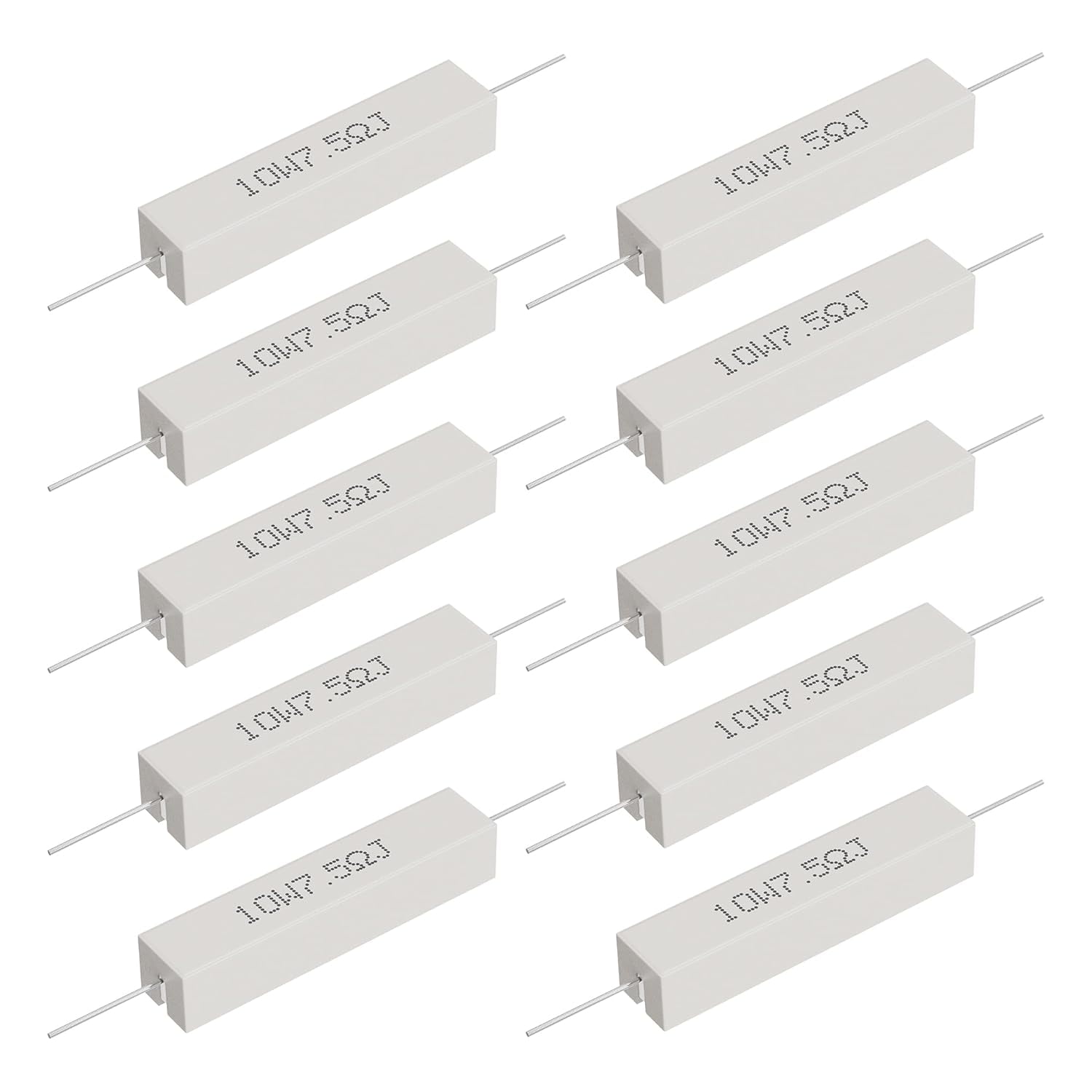 Cement Resistor, 10PCS 10W 220 Ohm 5% Axial Lead Wire Resistor White ...