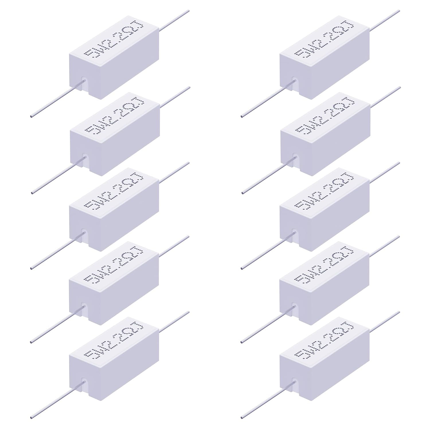 Cement Resistor, 10PCS 5W 50 Ohm 5% Axial Lead Wire Resistor White ...