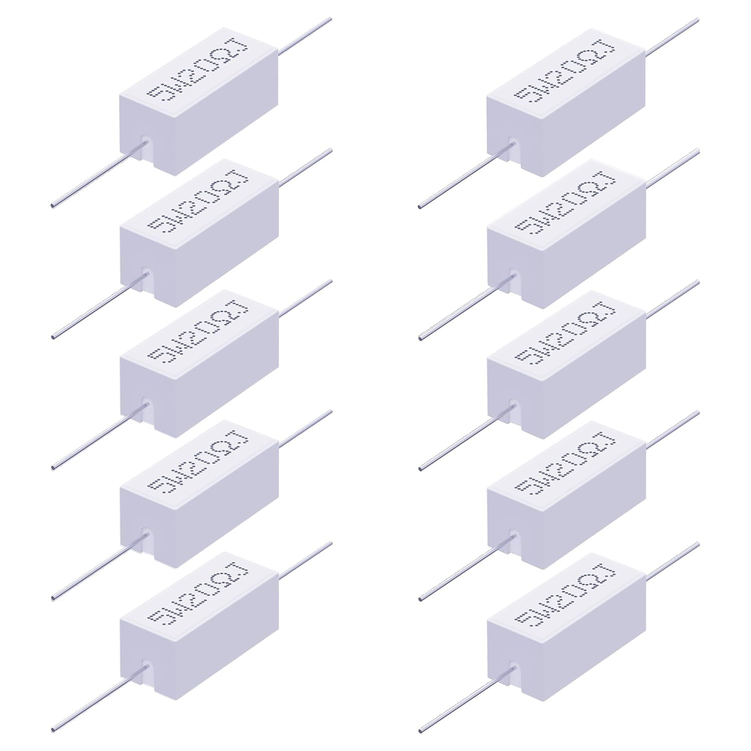 Cement Resistor, 10PCS 5W 50 Ohm 5% Axial Lead Wire Resistor White ...