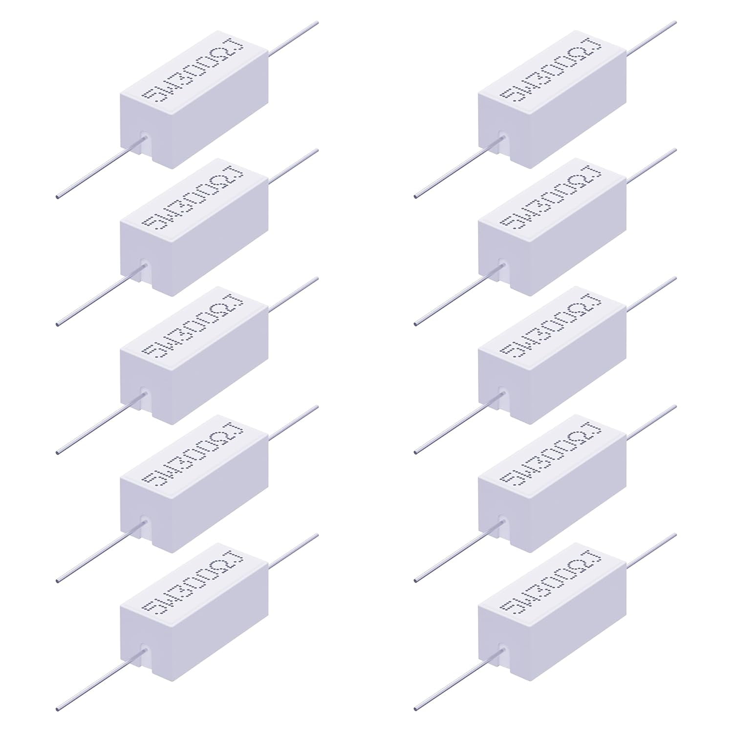 Cement Resistor, 10PCS 5W 50 Ohm 5% Axial Lead Wire Resistor White ...