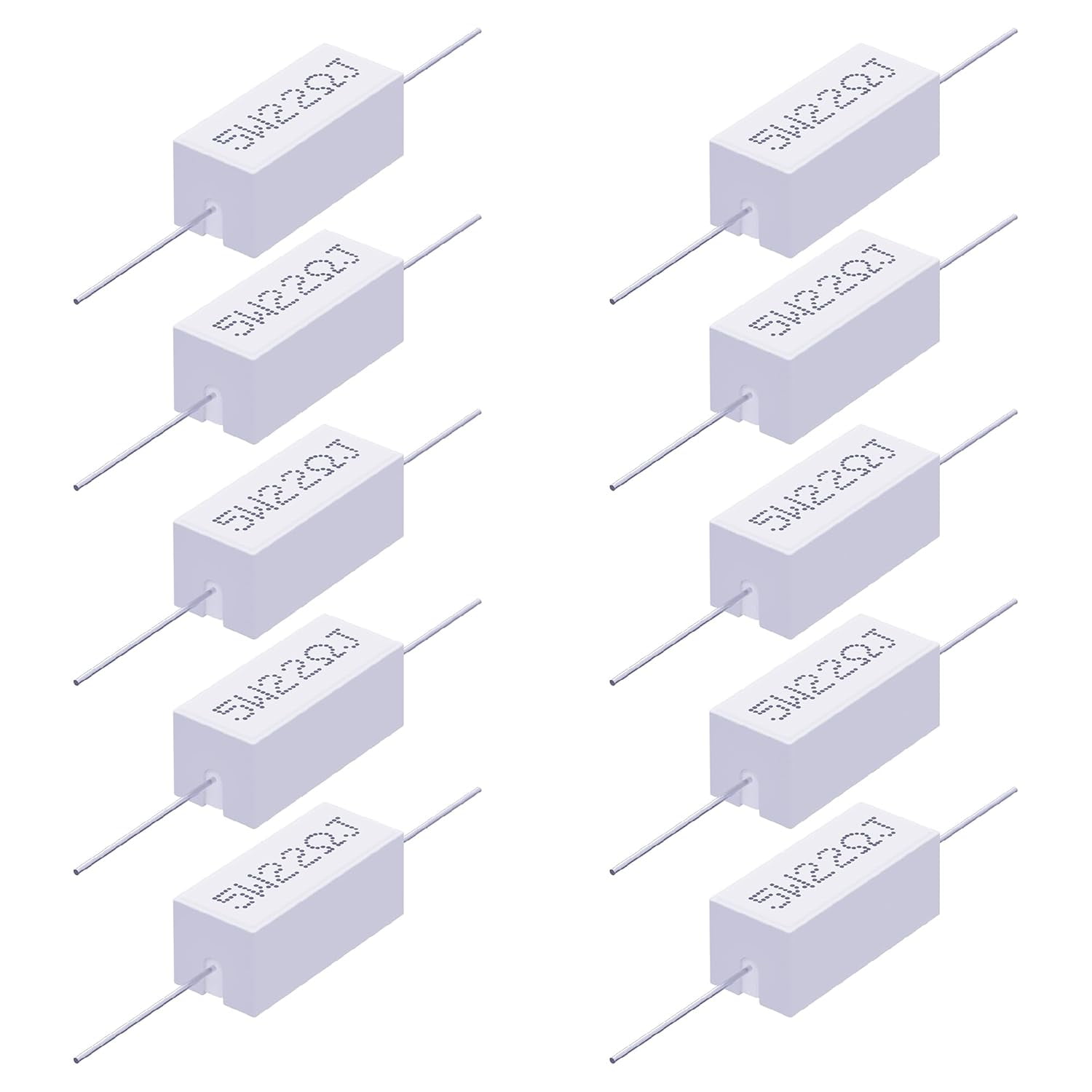 Cement Resistor, 10PCS 5W 50 Ohm 5% Axial Lead Wire Resistor White ...