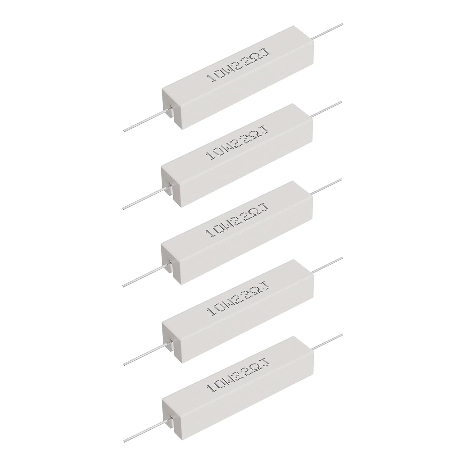 Cement Resistor, 5PCS 10W 22 Ohm 5% Axial Lead Wire Resistor White ...