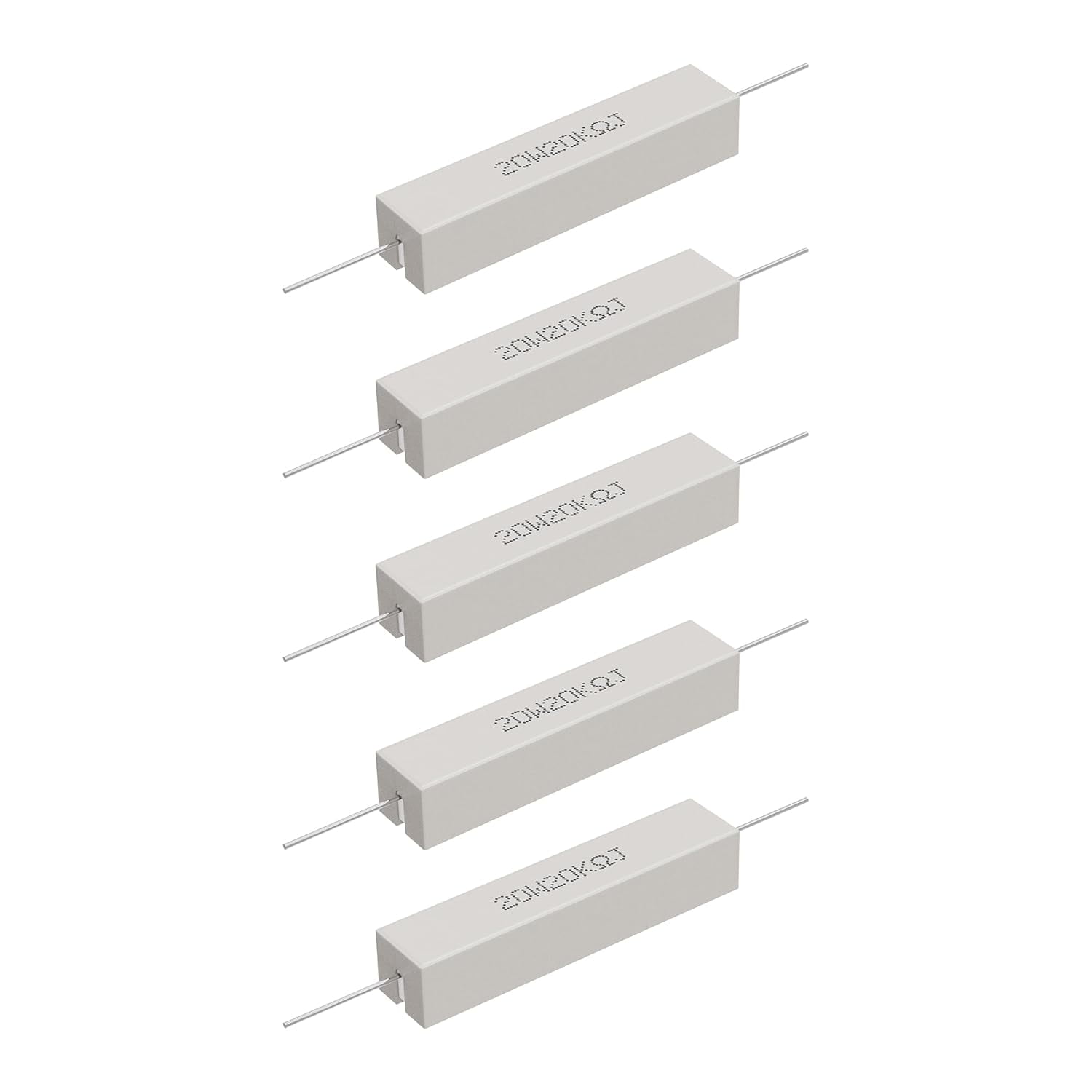 Cement Resistor, 5PCS 20W 8 Ohm 5% Axial Lead Wire Resistor White Wound ...