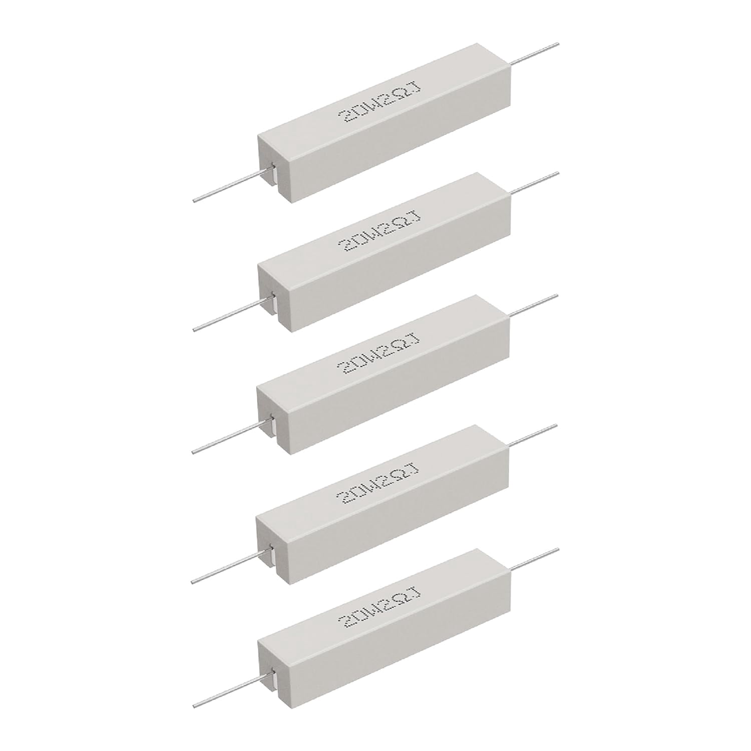 Cement Resistor, 5PCS 20W 8 Ohm 5% Axial Lead Wire Resistor White Wound ...