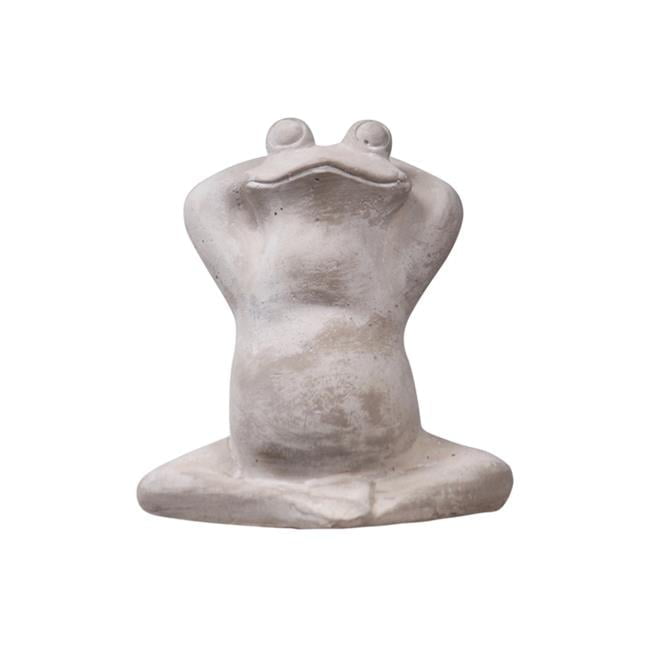 Cement Sitting Frog Statue with Arms Behind the Head, Washed Gray ...