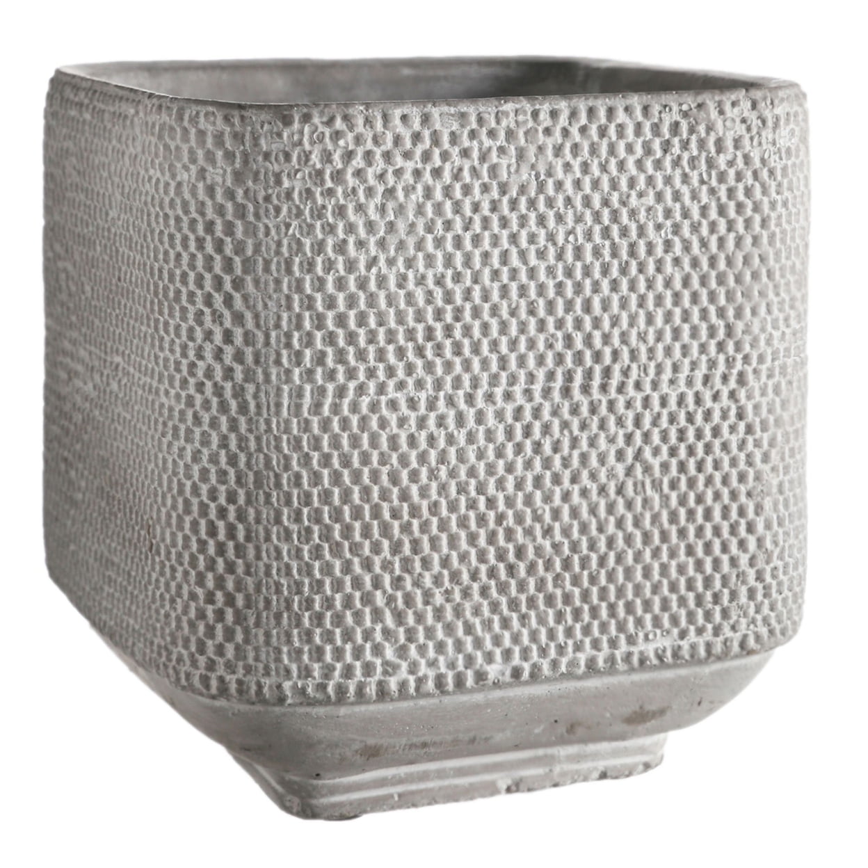 Cement Square Pot with Embossed Abstract Pattern Design Body and ...