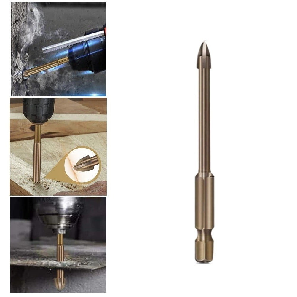 Cemented Carbide Cross Tile Glass Ceramic Drill Bit Hex Shank Efficient ...