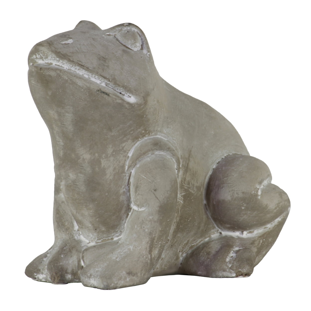 Cemented Sitting Frog Figurine with Closed Legs and Washed Finish, Gray ...