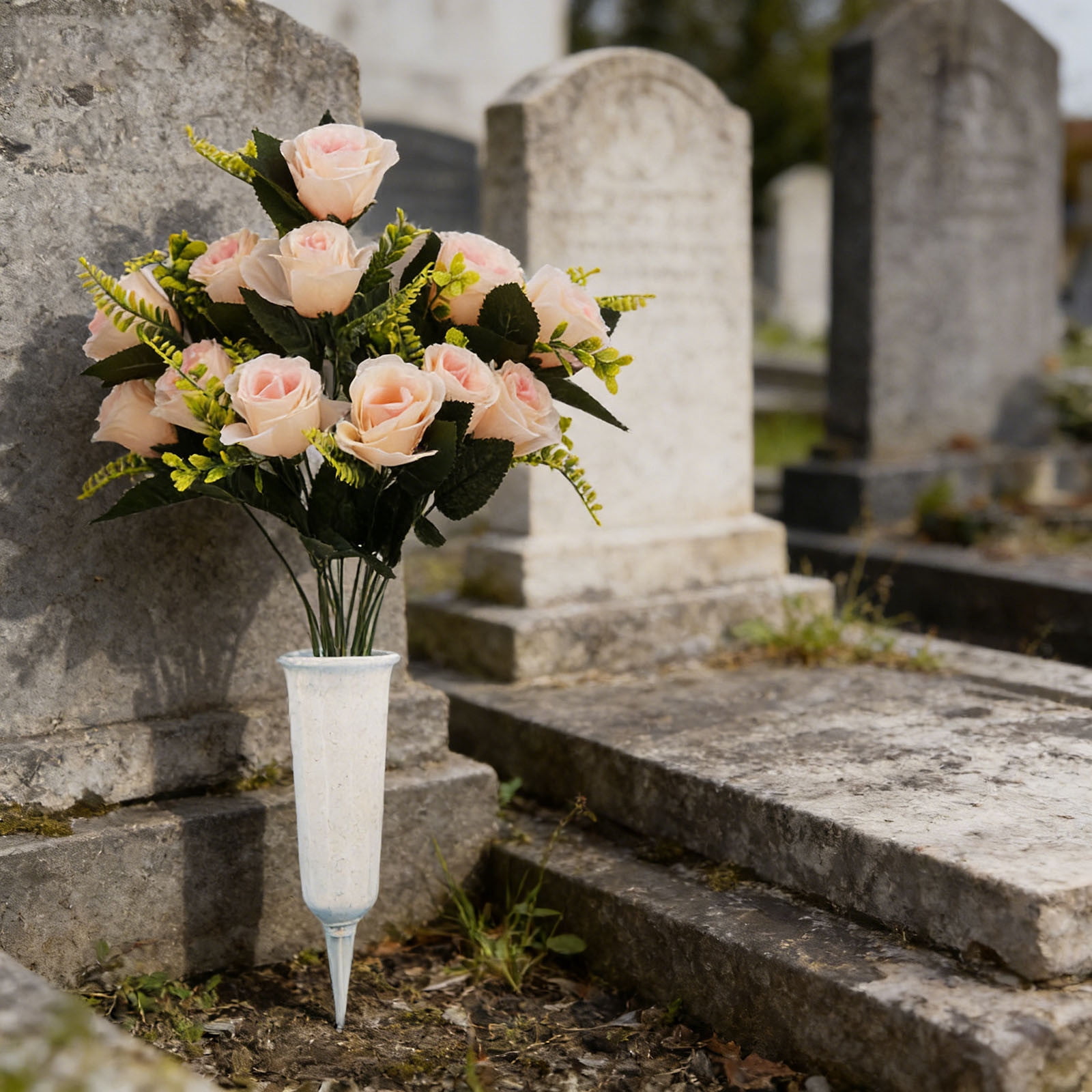 Cemetery Decoration, Artificial Peacock Roses Bouquet for Memorial Use ...