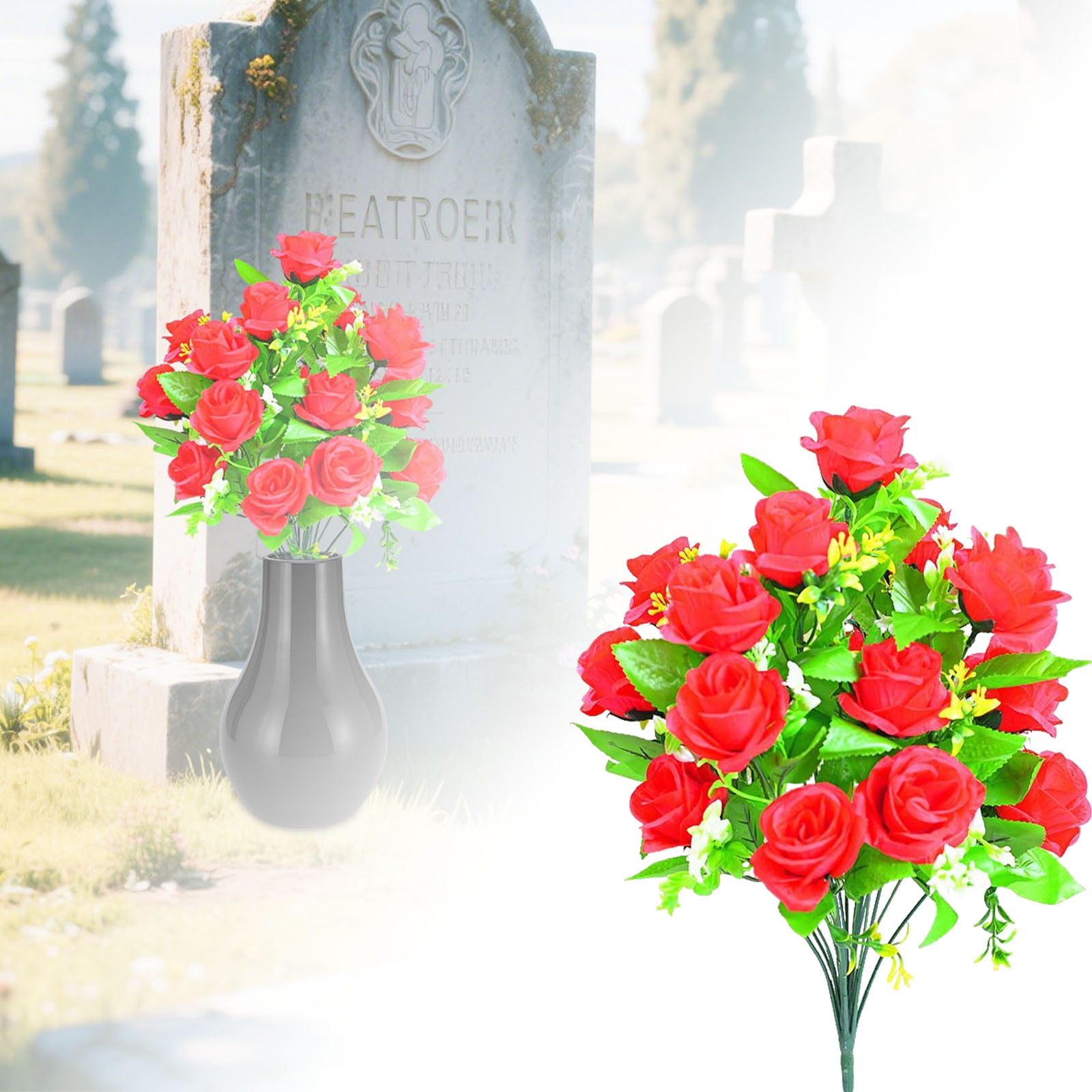 Cemetery Flower Arrangements Durable Silk Floral Memorial with Elegant ...