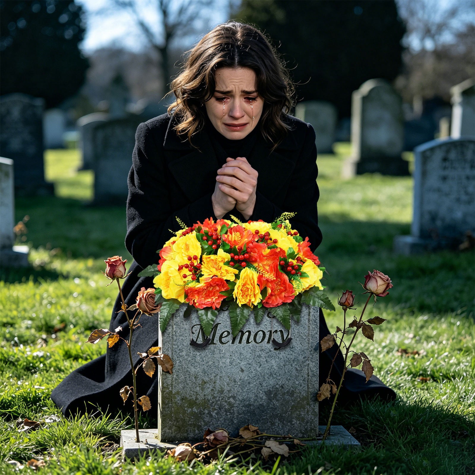 Cemetery Flower Saddle - Grave Flowers for Cemetery, Headstone Flower ...