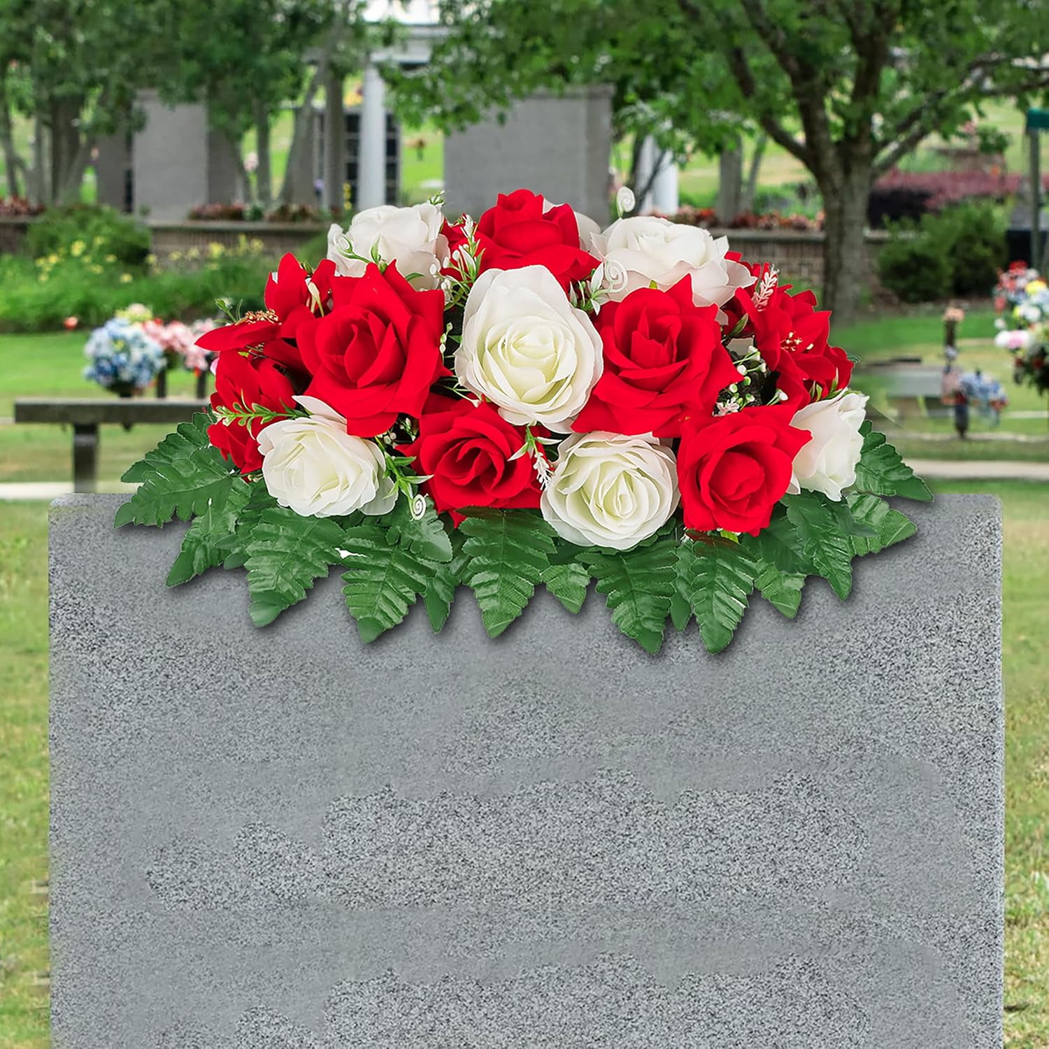 Cemetery Flowers Saddle- Grave Decorations，Non-Bleed Colors and not ...
