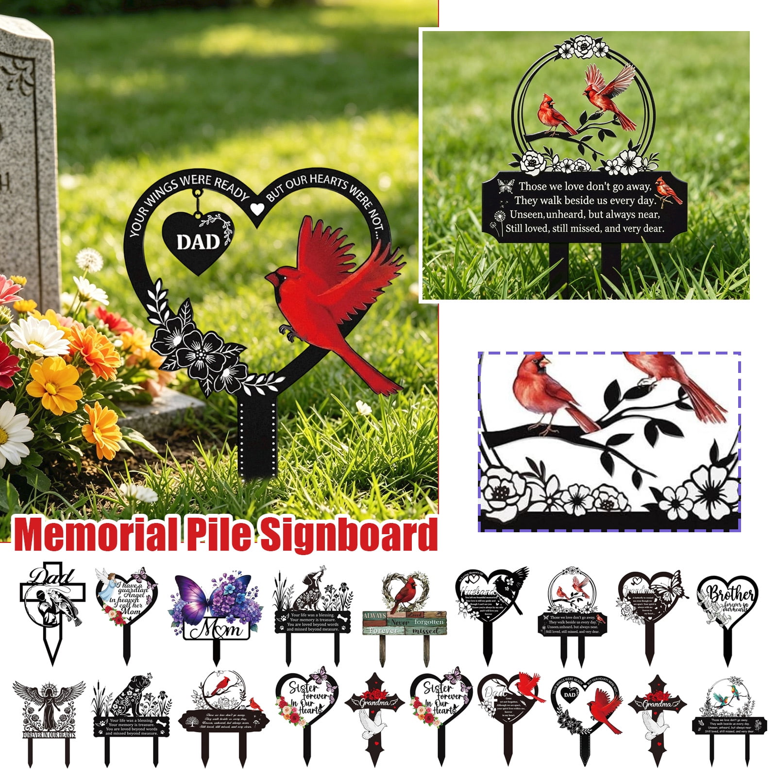 Cemetery Grave Marker Stake, Memorial Garden Decor, Grave Decorations ...