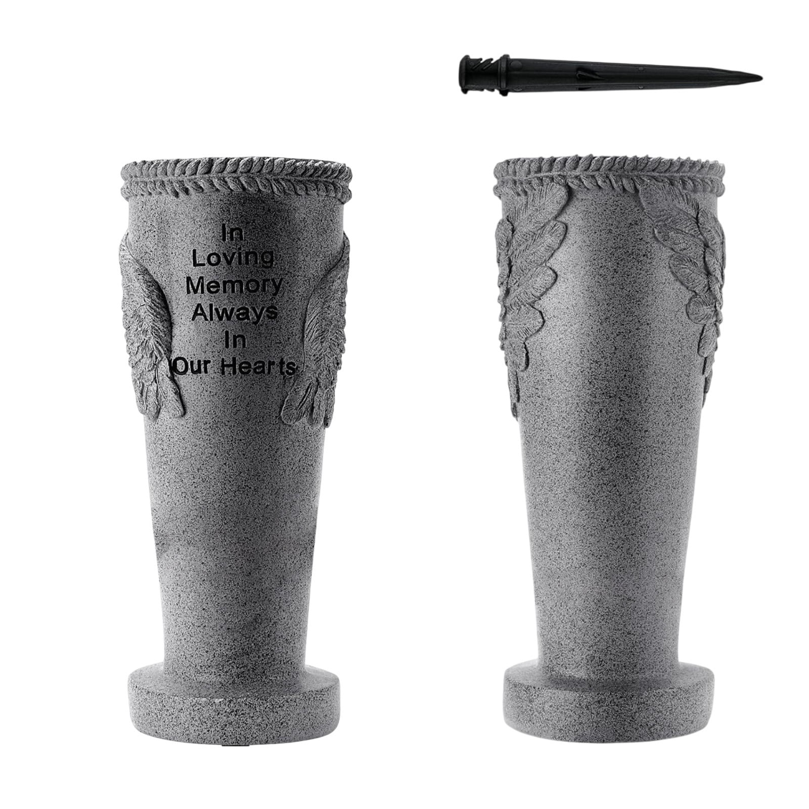 Cemetery Grave Vase with Ground Spikes, Angel Wings Vase for Fresh ...