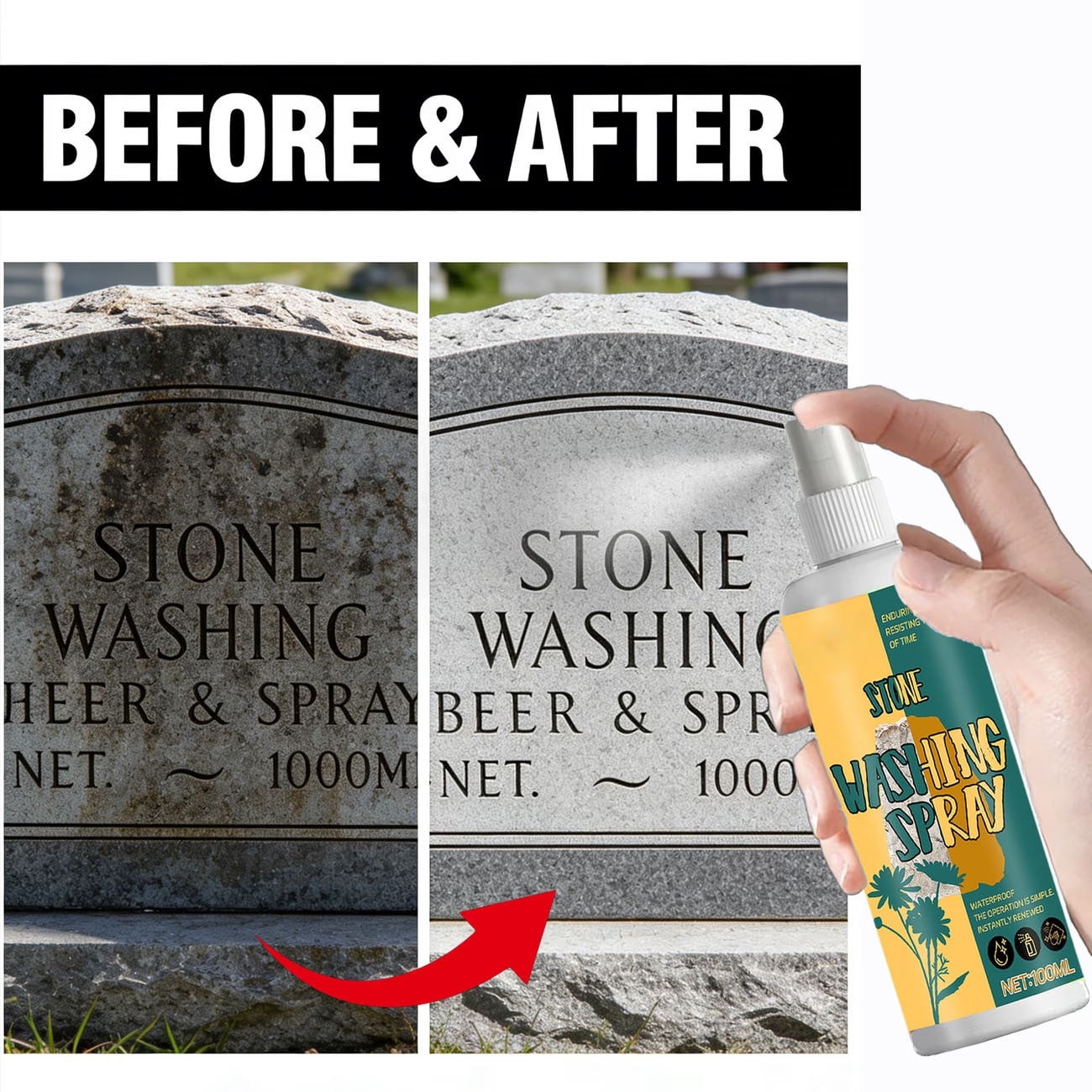 Cemetery Headstone Cleaner for Graves - Tombstone Cleaning Solution ...