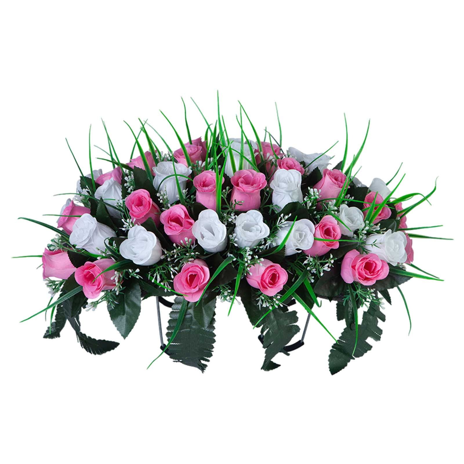 Cemetery Headstone Flower Saddle - Artificial Cemetery Flowers Rose ...