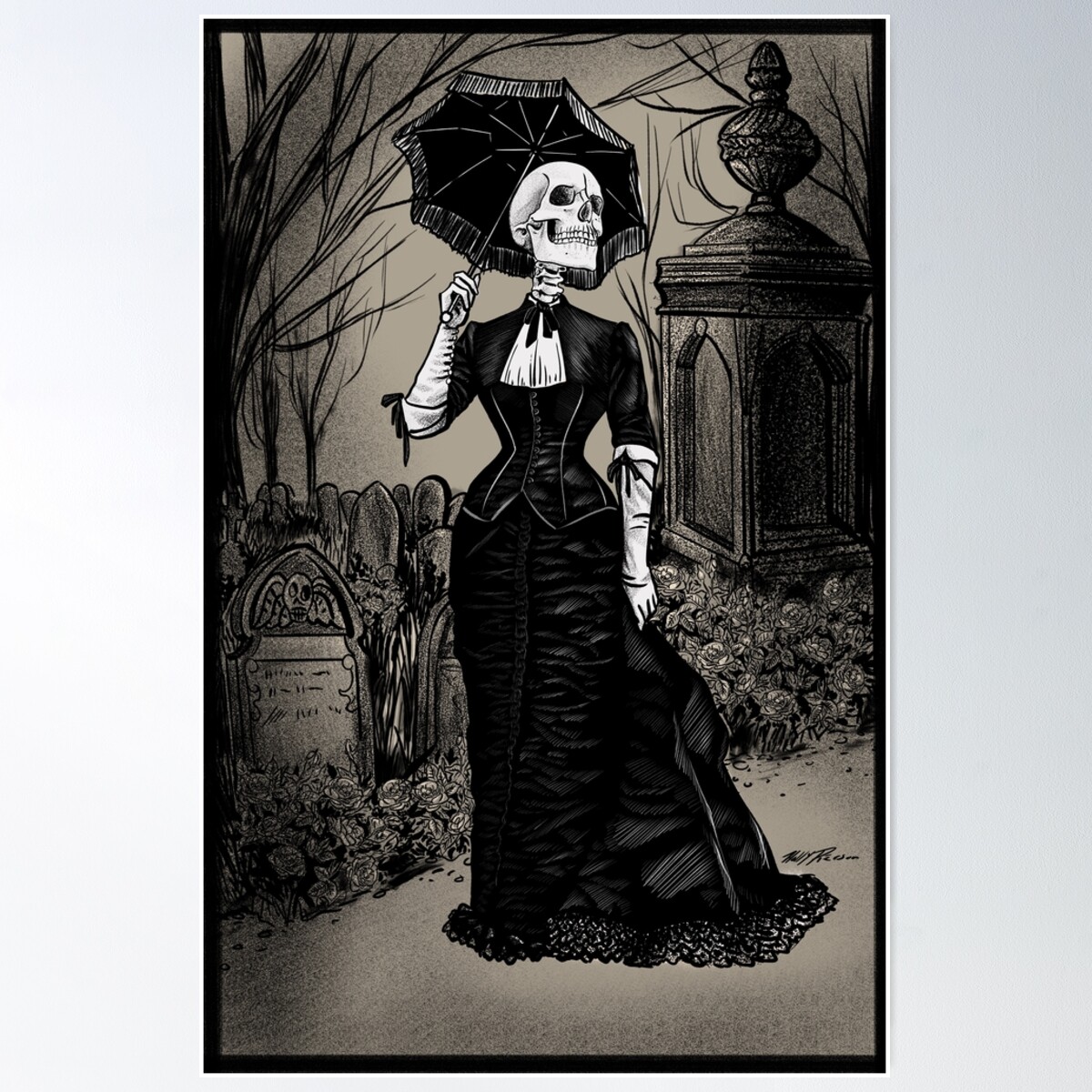 Cemetery Stroll Poster Wall Art, Modern Wall Decor For Living Room ...