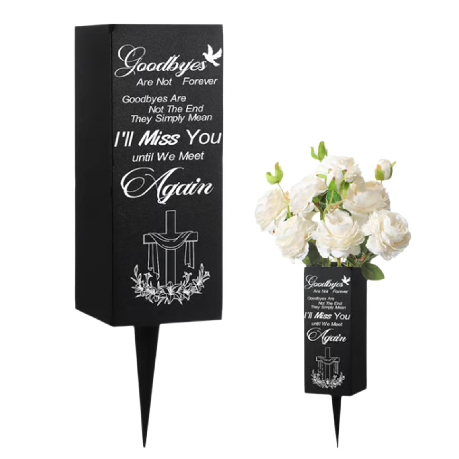 Cemetery Vases for Grave Metal Cemetery Grave Flower Vase Memorial ...
