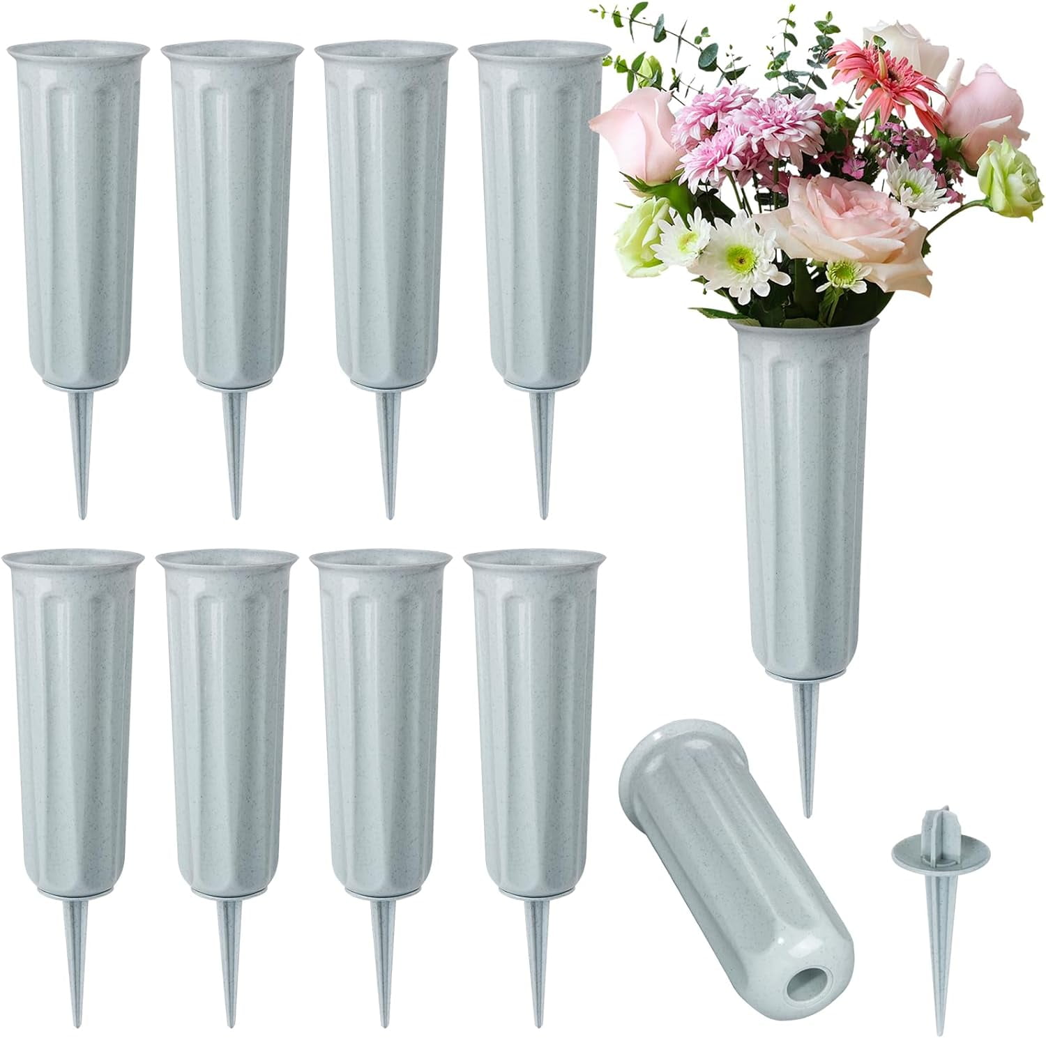 Cemetery Vases Memorial Flower Vase Plastic Flower Holders with Spikes ...