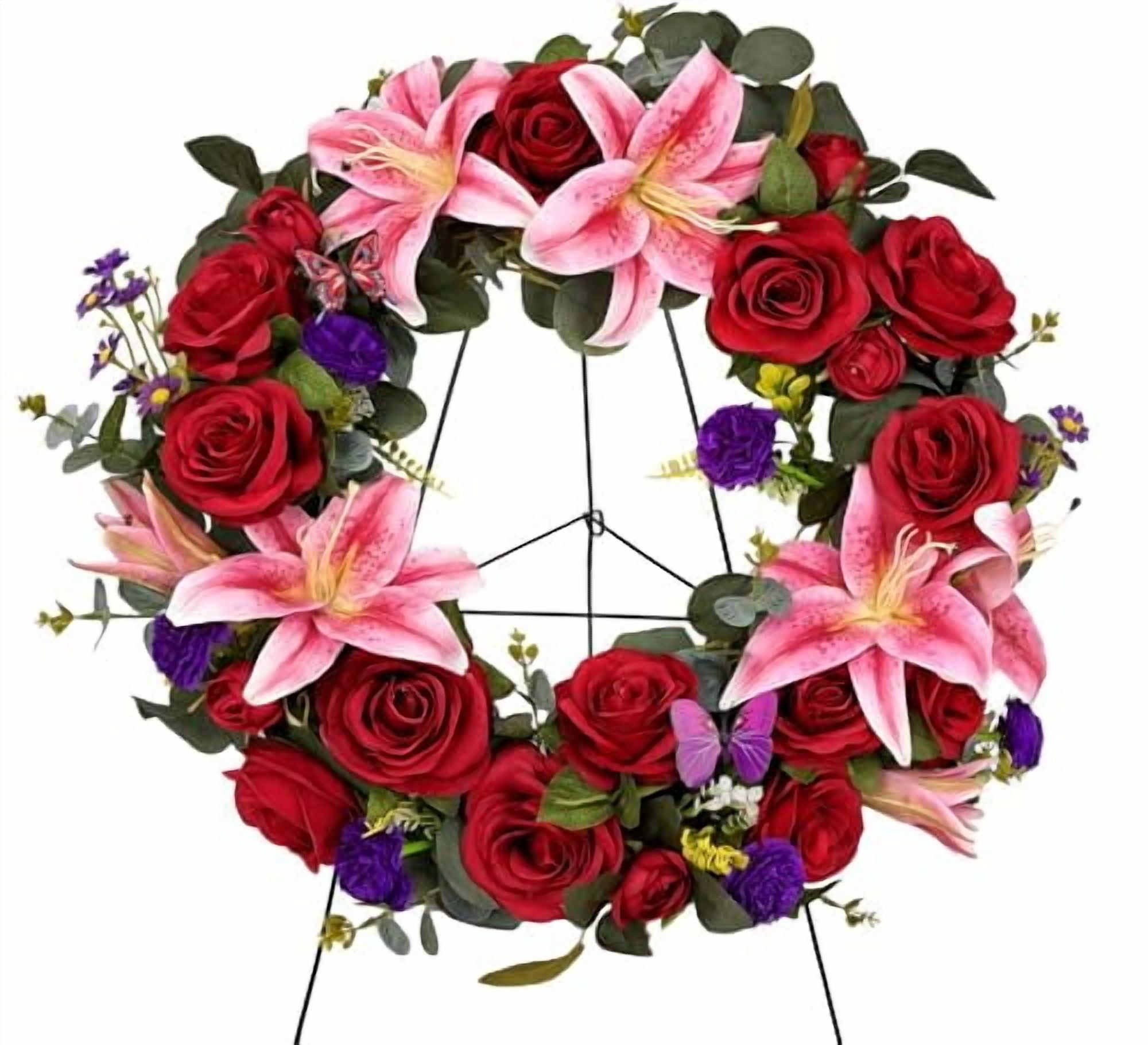 Cemetery Wreaths for Graves with 30 inch Easel Stand,Handmade Headstone ...