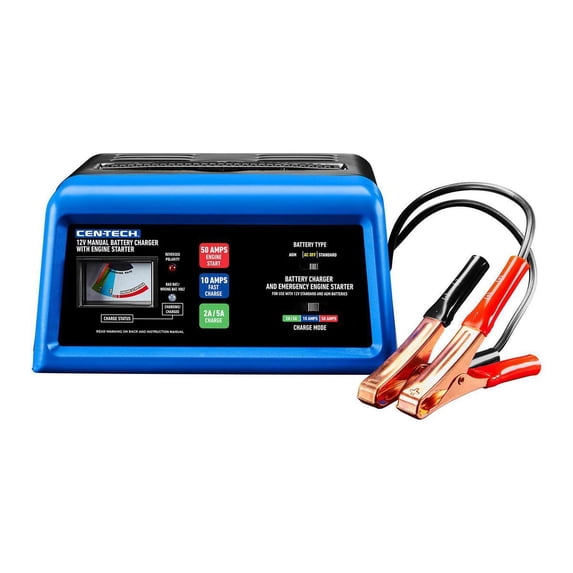 Cen Tech 10–50 Amps 12V Manual Battery Charger - Walmart.com