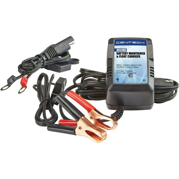 Cen Tech 12V 750mA Battery Maintainer, Float Trickle Charger, LED ...