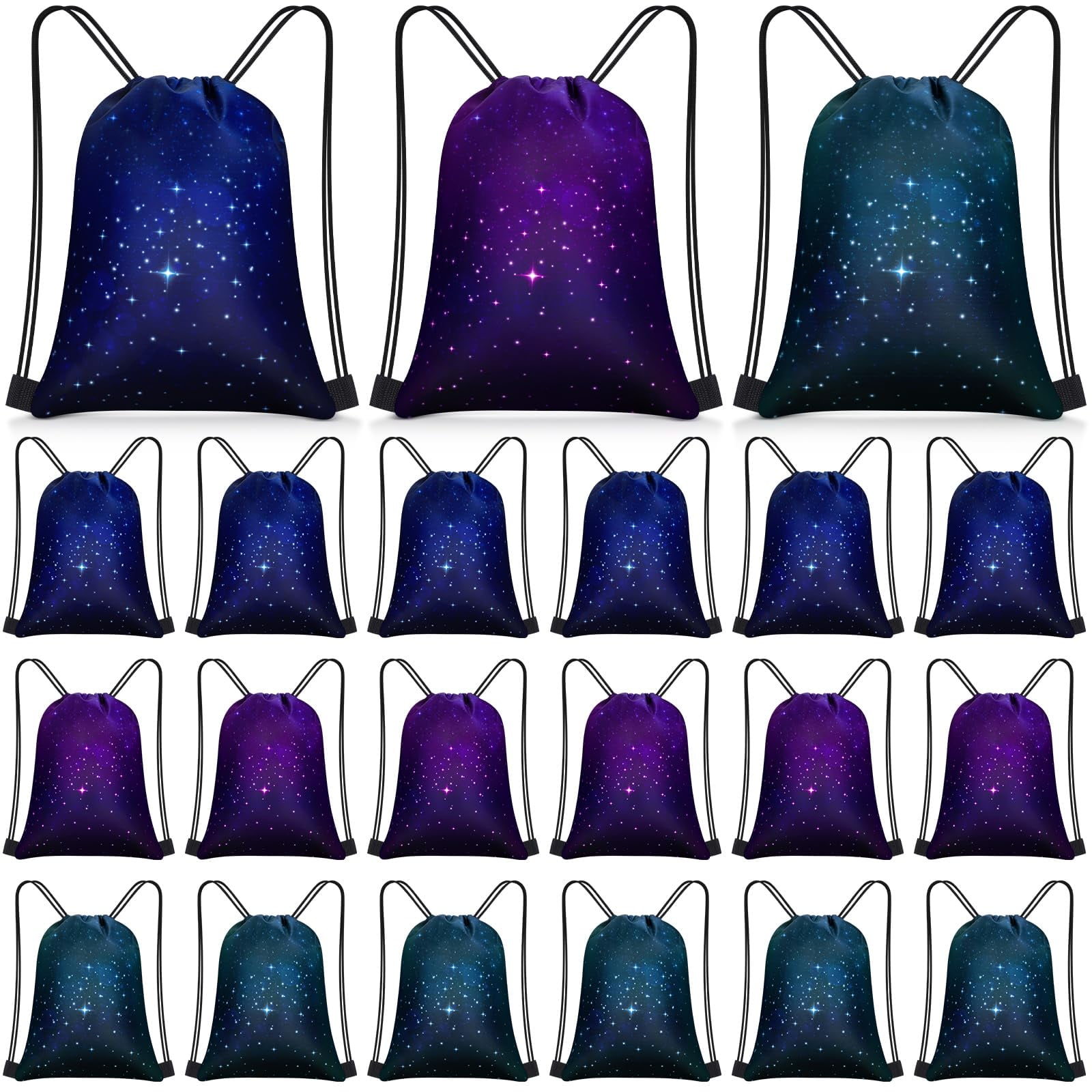 Censen 24 Pcs Starry Sky Drawstring Bags Set Bulk 12 x 10 Inch ...