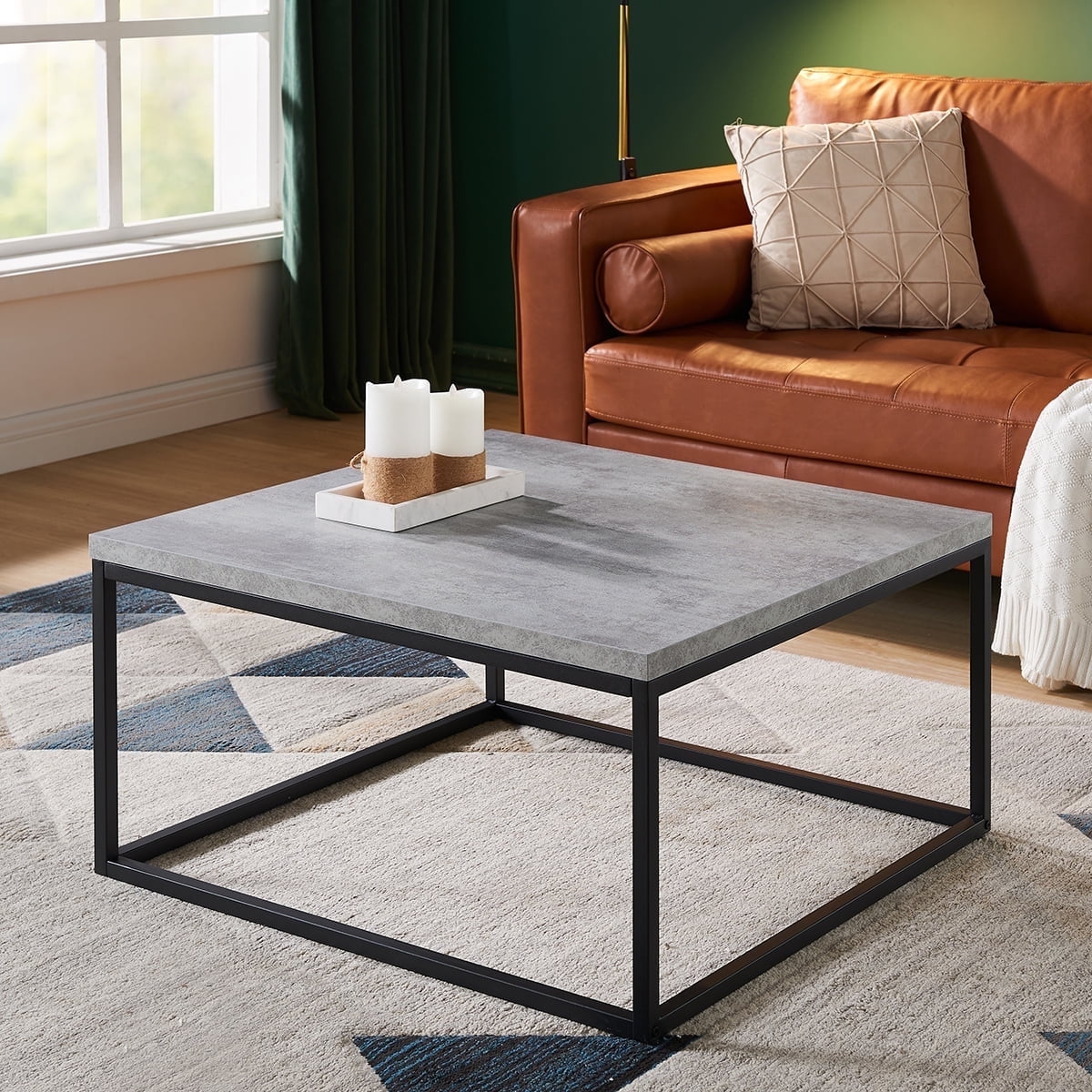 Free Shipping! Censi Coffee Table, Grey Marble, Square 30"x30", Wood ...