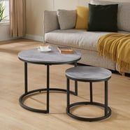 Kevinplus Round Coffee Table Set of 2 Nesting Table Modern Circle Side ...
