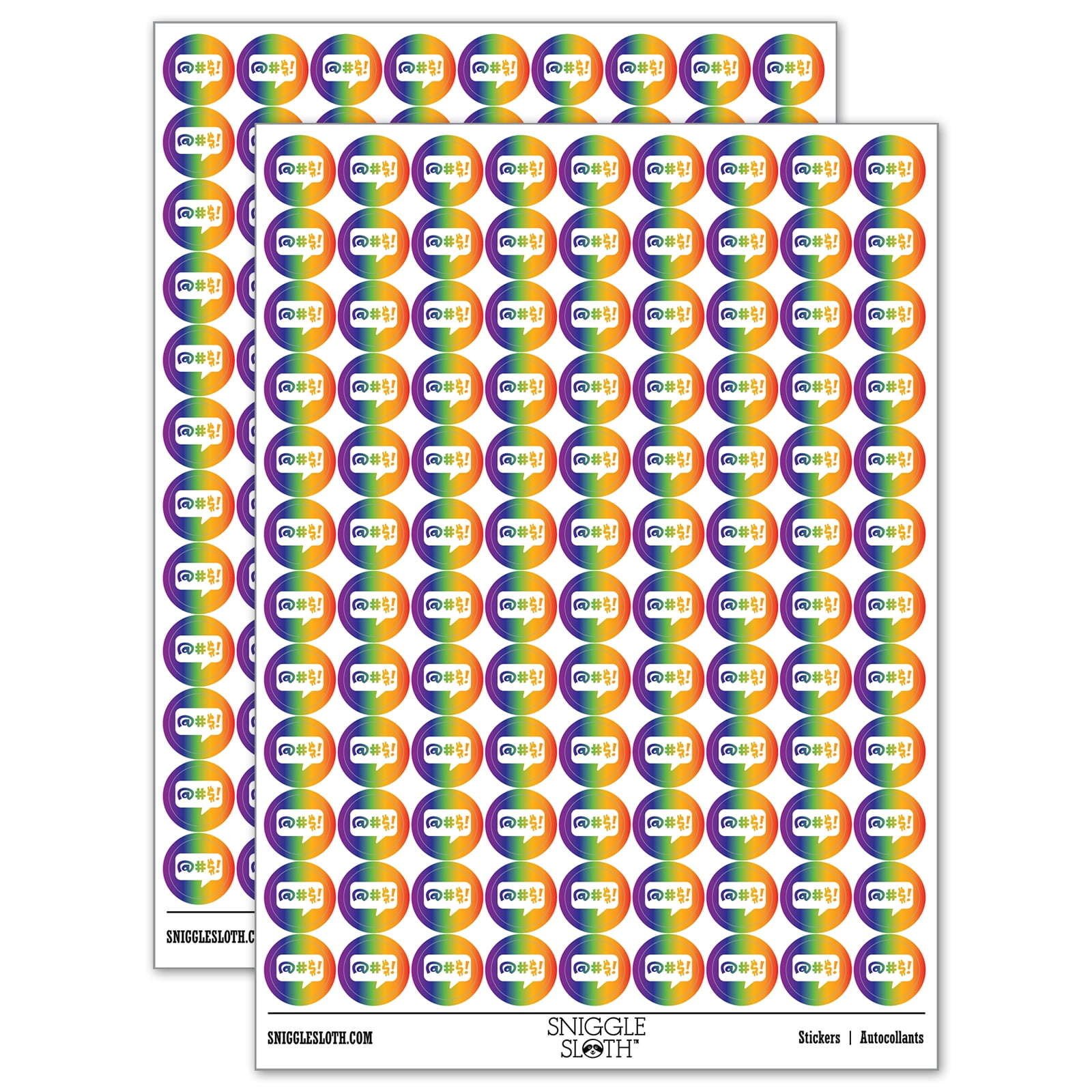 Censored Expletive Curse Bubble 200+ Round Stickers - Rainbow - Matte ...