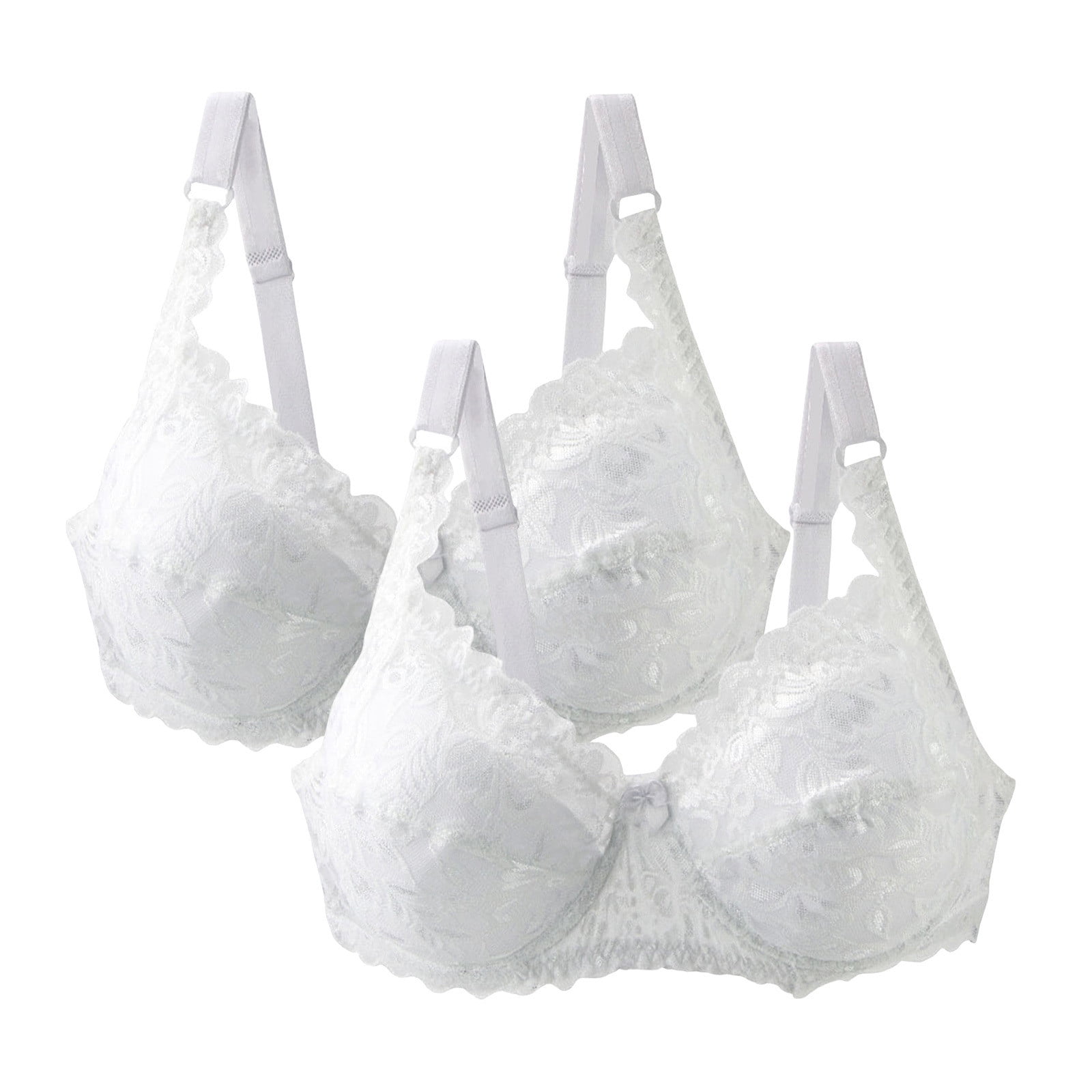 Censtreet 2PCS Bras for Women Lace Bralettes with Underwire Push Up ...