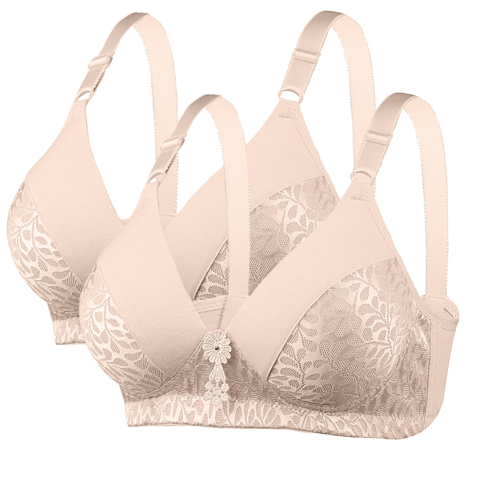 Censtreet 2PCS Bras for Women No Underwire Full Coverage Smooth ...