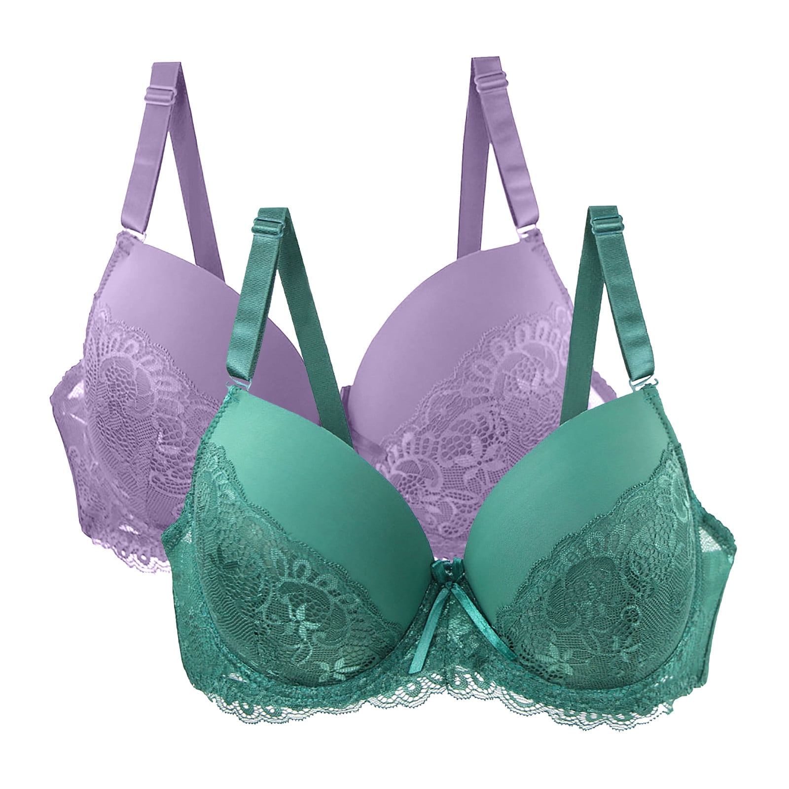 Censtreet 2PCS Womens Seamless Bras No Underwire Push Up V Neck ...