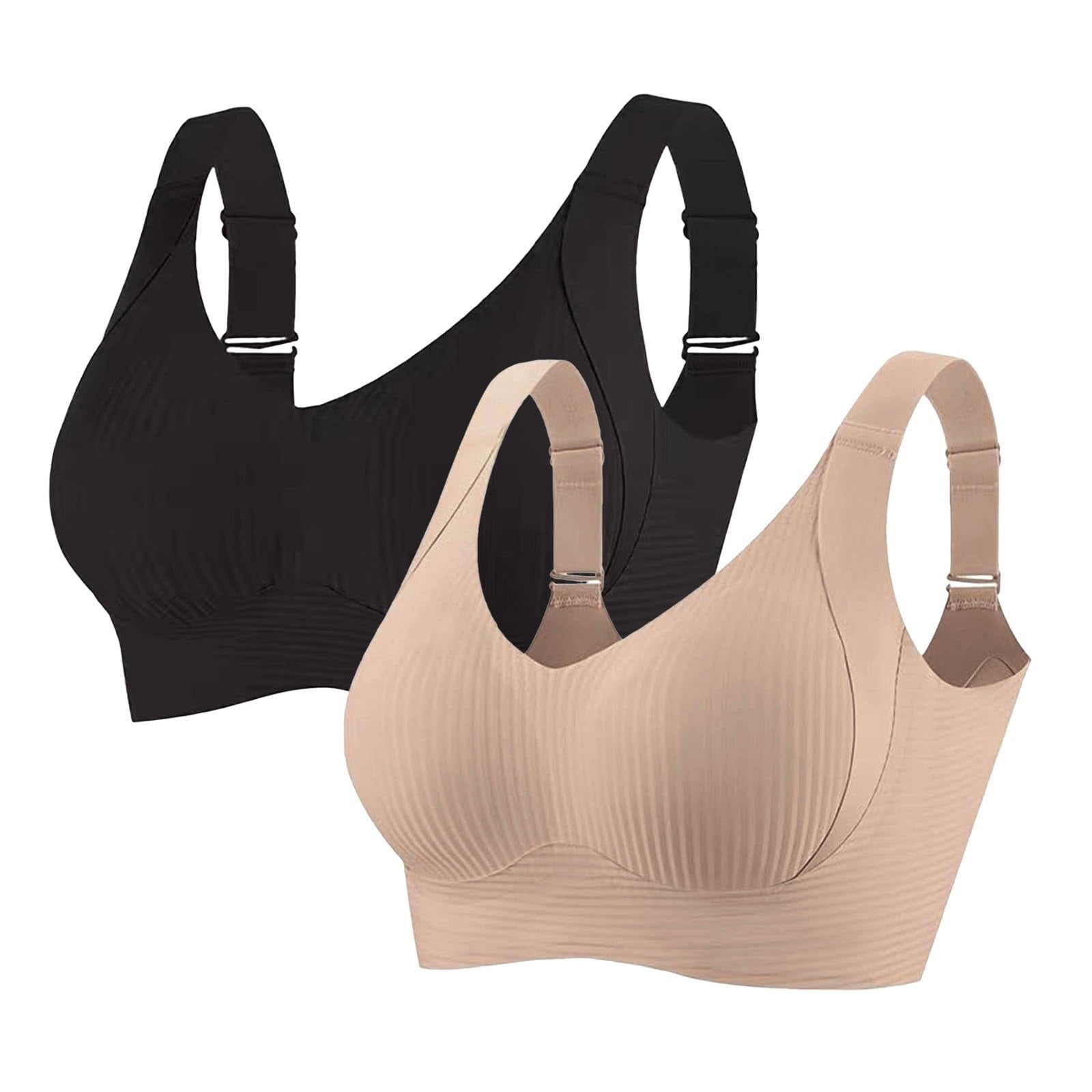 Censtreet 2PCS Womens Wireless Bras Comfortable Push Up Bra No ...