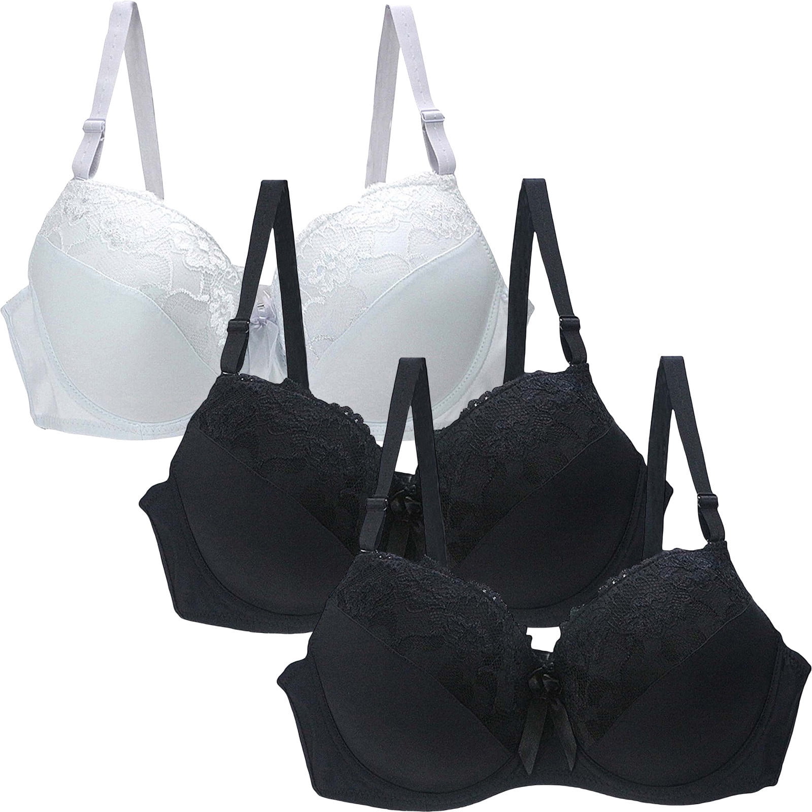 Censtreet 3PCS Wireless Bras for Women No Underwire Wave Push Up ...