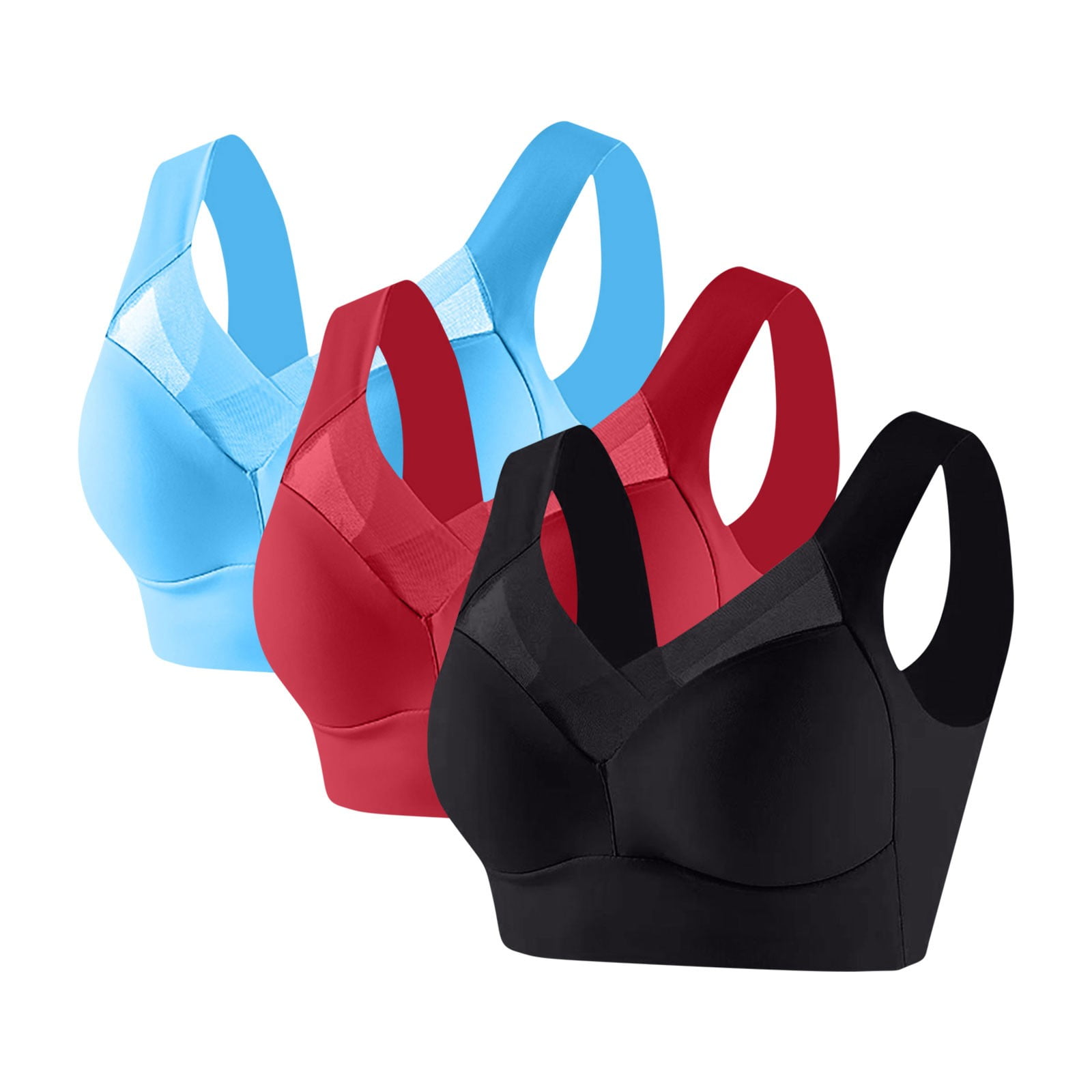 Censtreet 3PCS Womens Wireless Bras Scalloped Push Up Bralettes No ...