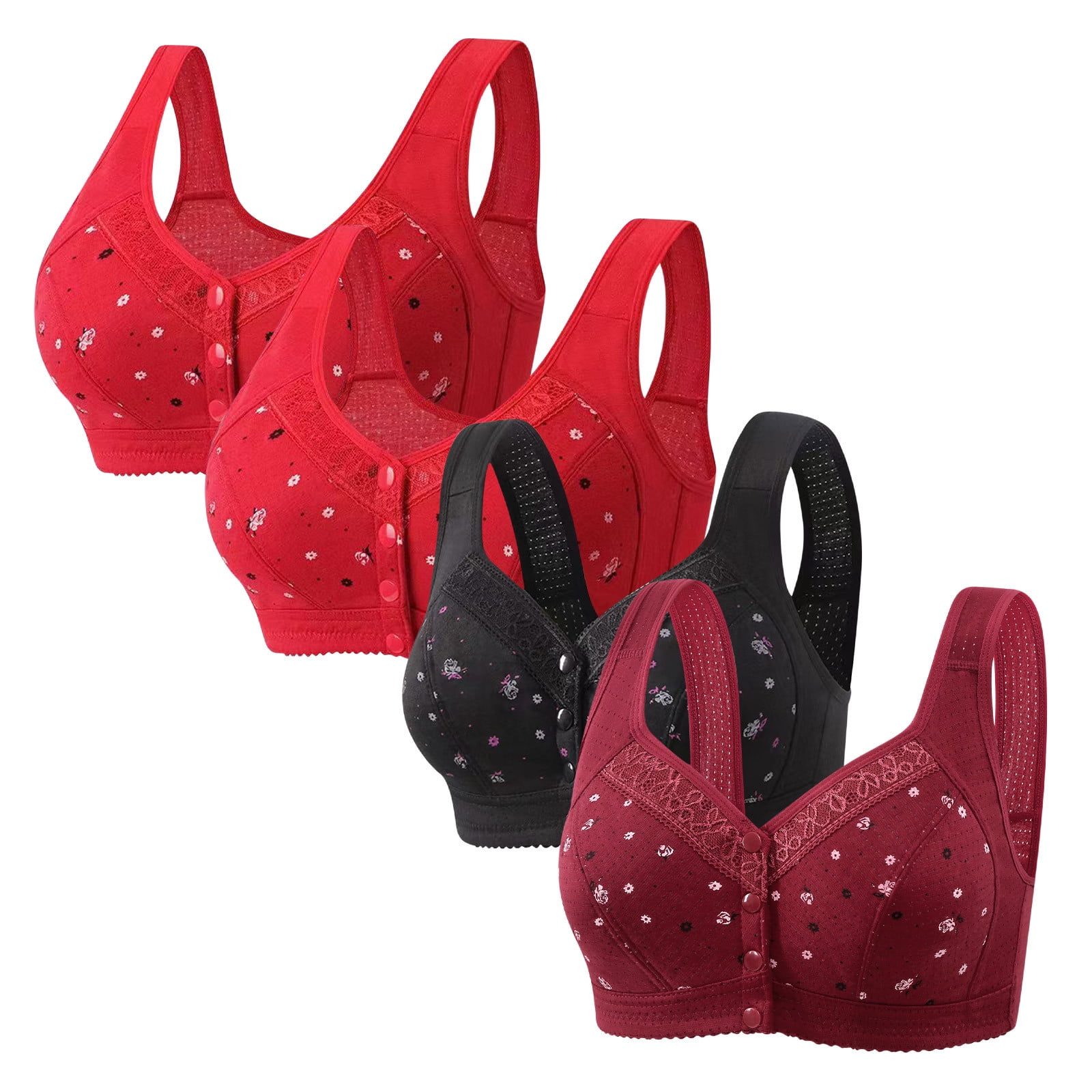 Censtreet 4PCS Wireless Bras for Women Bras No Underwire Seamless Push ...