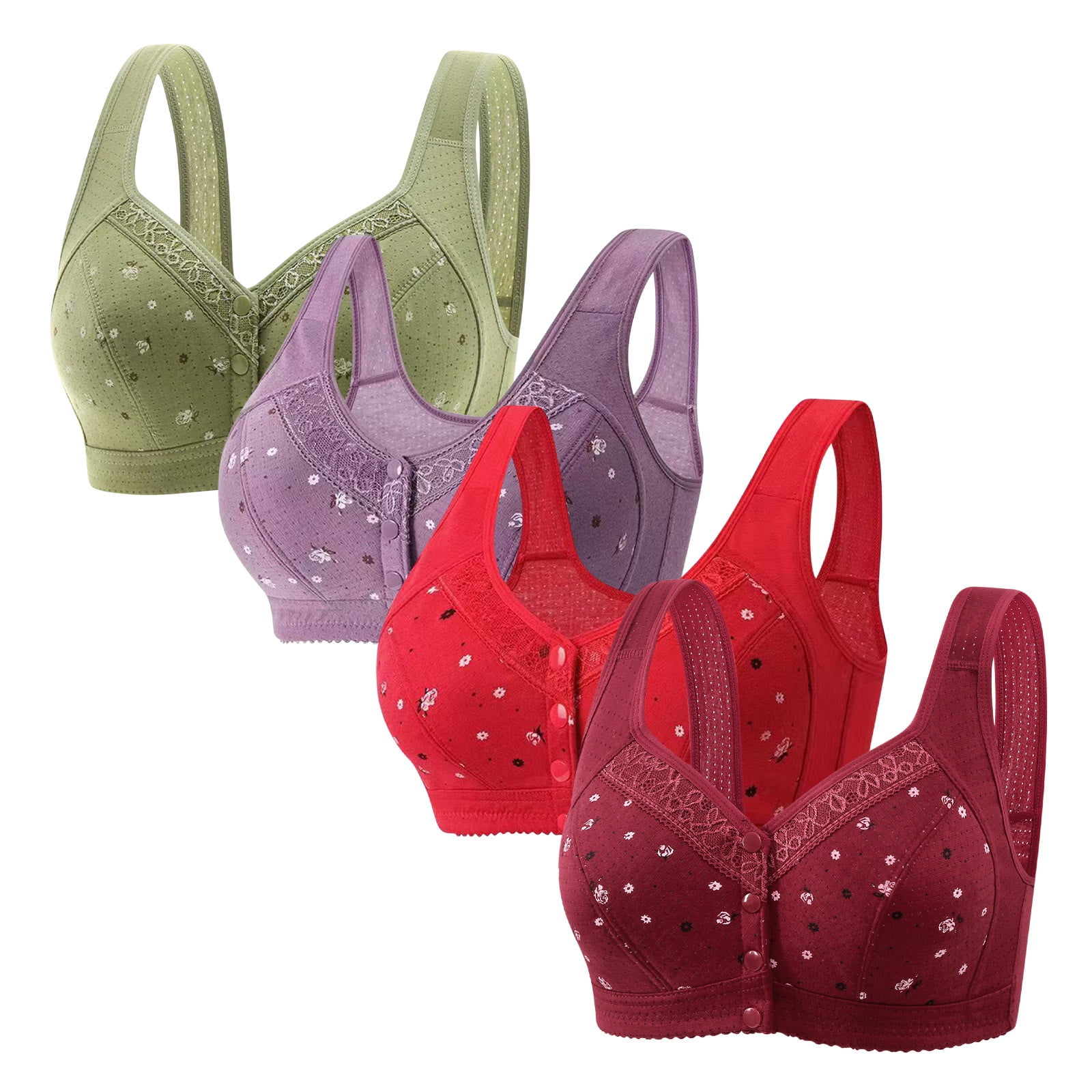 Censtreet 5PCS Womens Bras Comfortable Wireless Push Up Bra Seamless ...