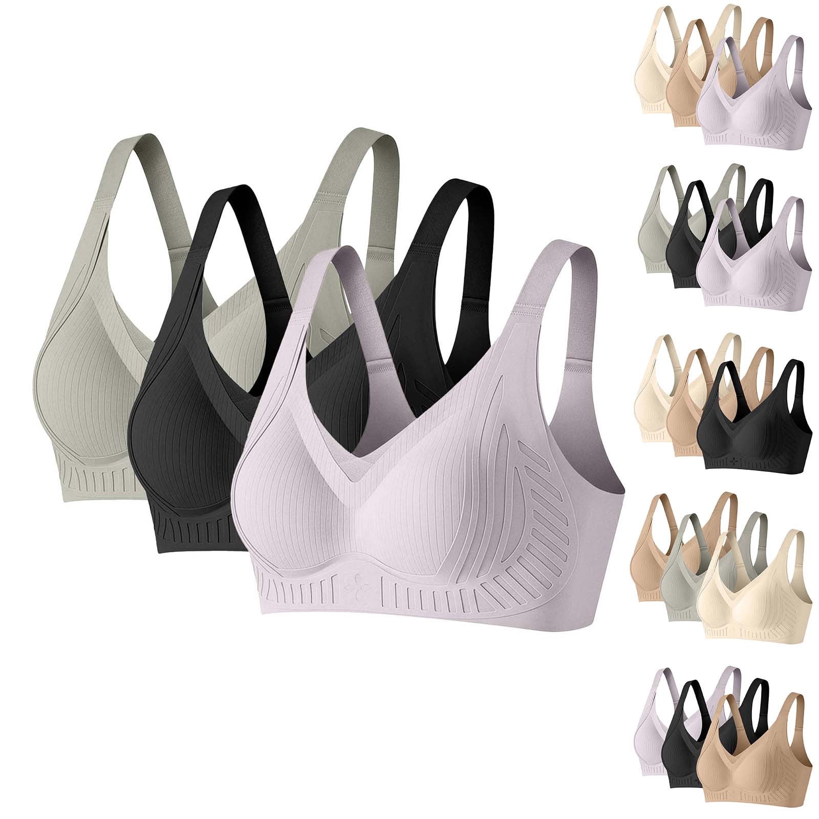 Censtreet Bra for Women 3PCS No Underwire Comfort Seamless Bras Push Up ...