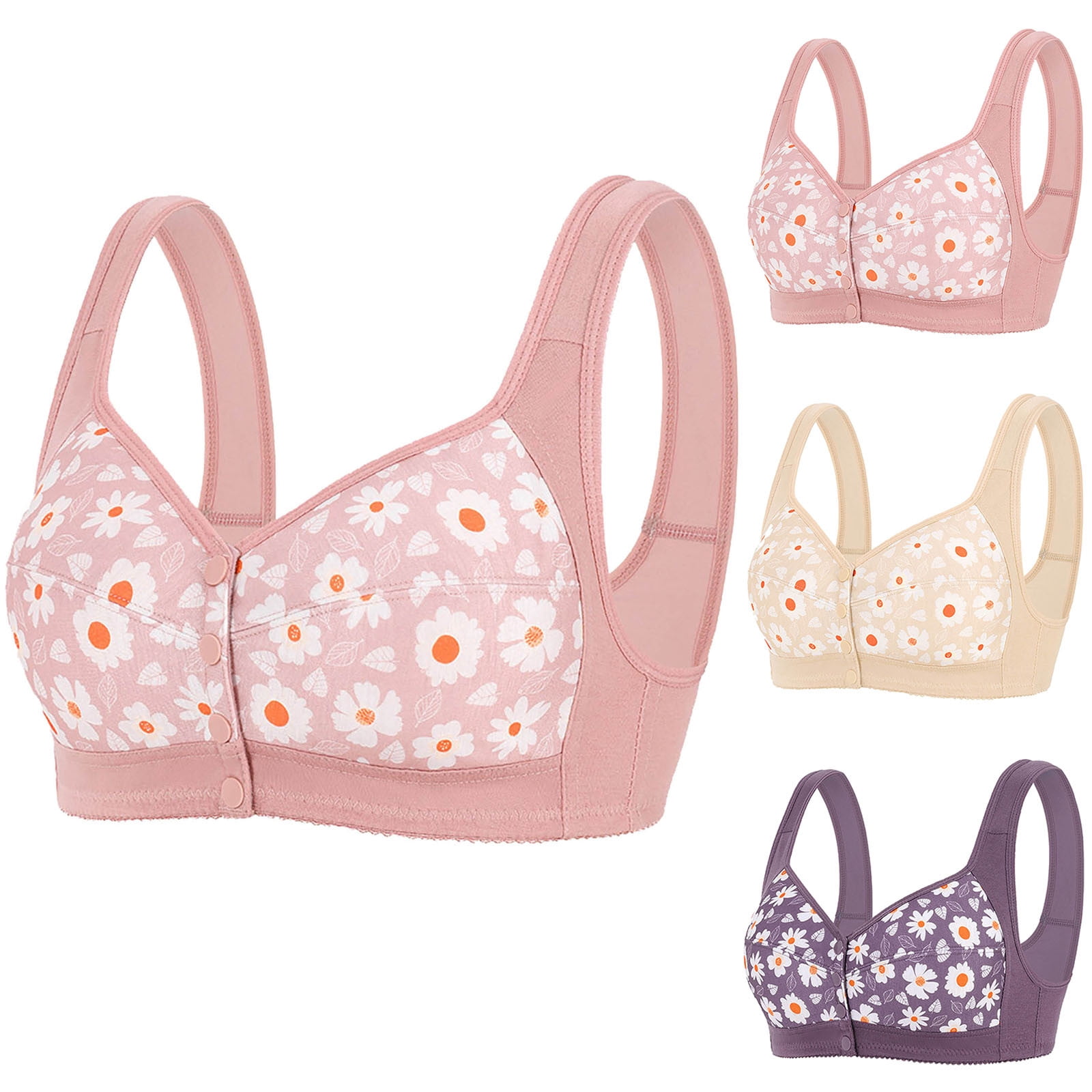 Censtreet Bras for Older Women No Underwire Front Closure Comfort ...