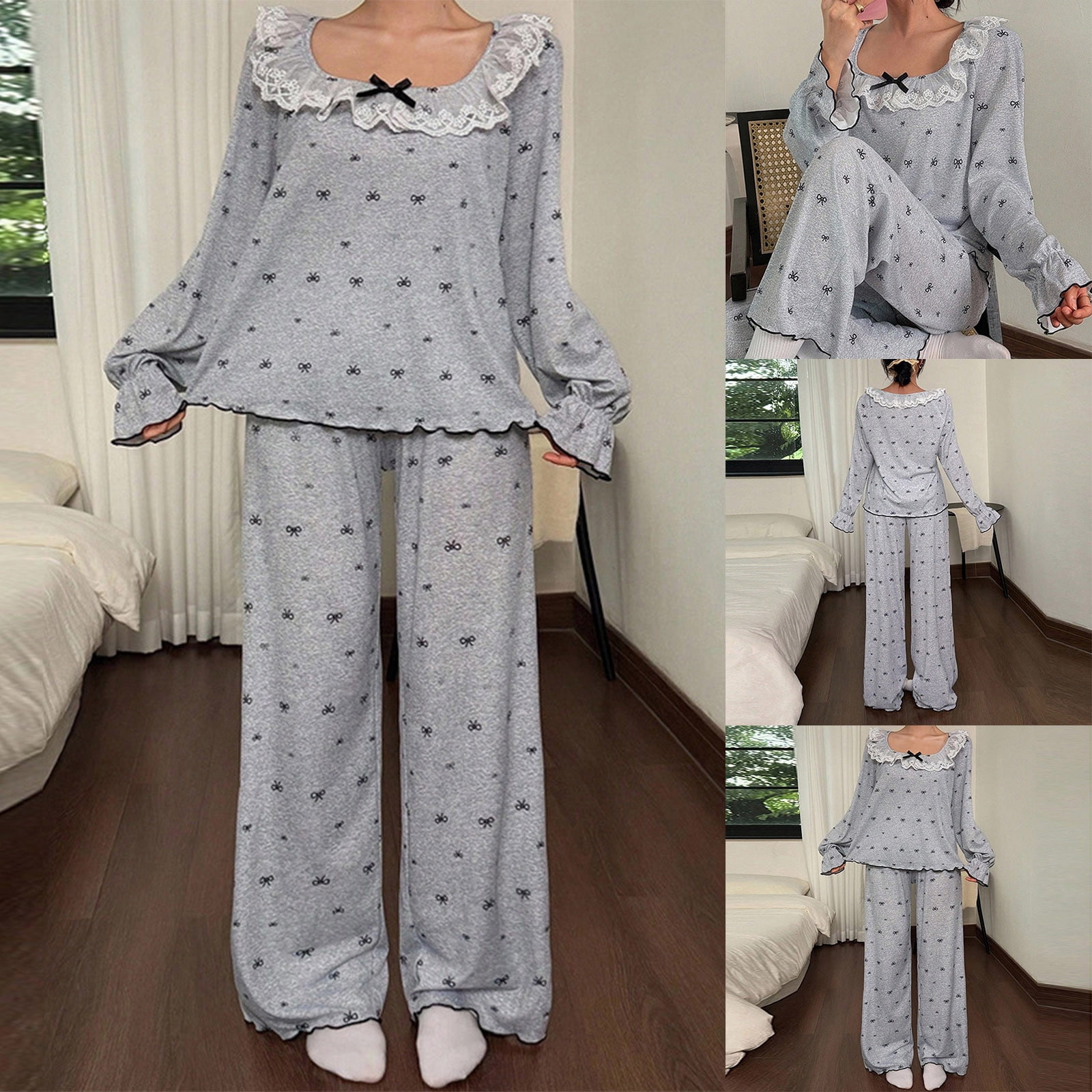 Censtreet Lounge Sets for Women Short Sleeve Tops and Long Pants Soft ...