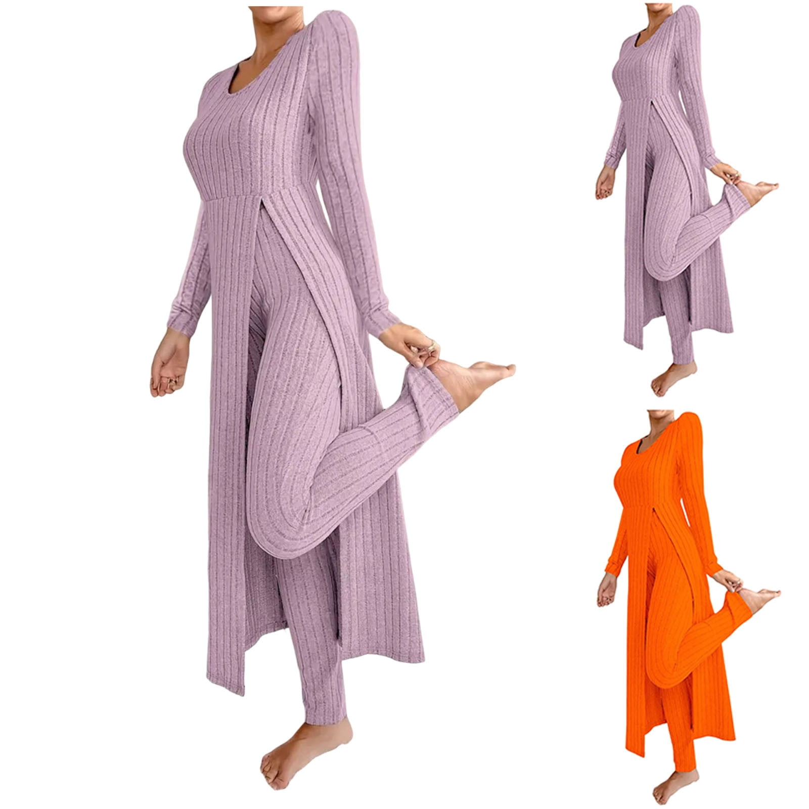 Censtreet Lounge Sets for Women Short Sleeve Tops and Long Pants Soft ...