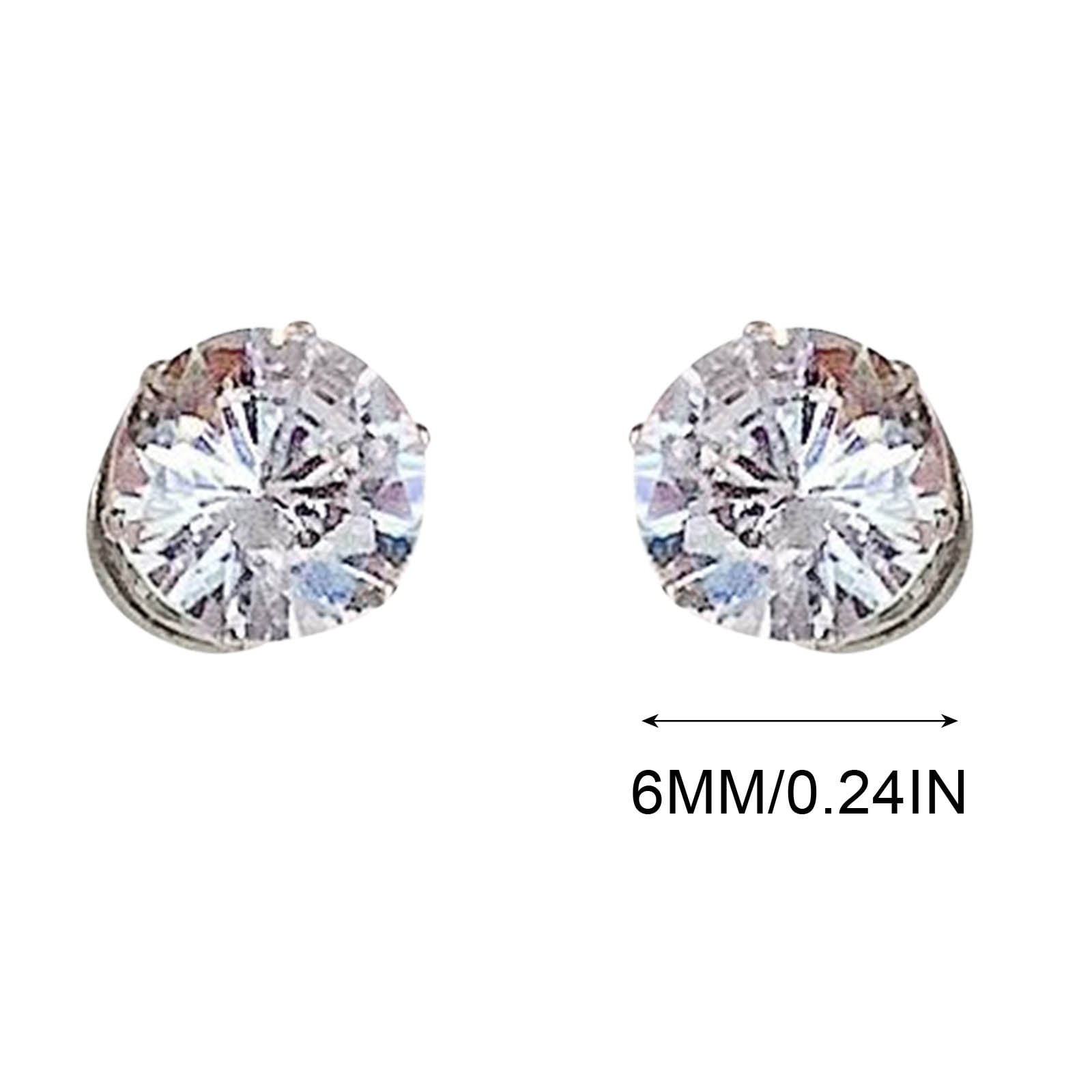 Censtreet Magnet Cubic Zirconia Clip on Fake Stud Earrings for Women ...
