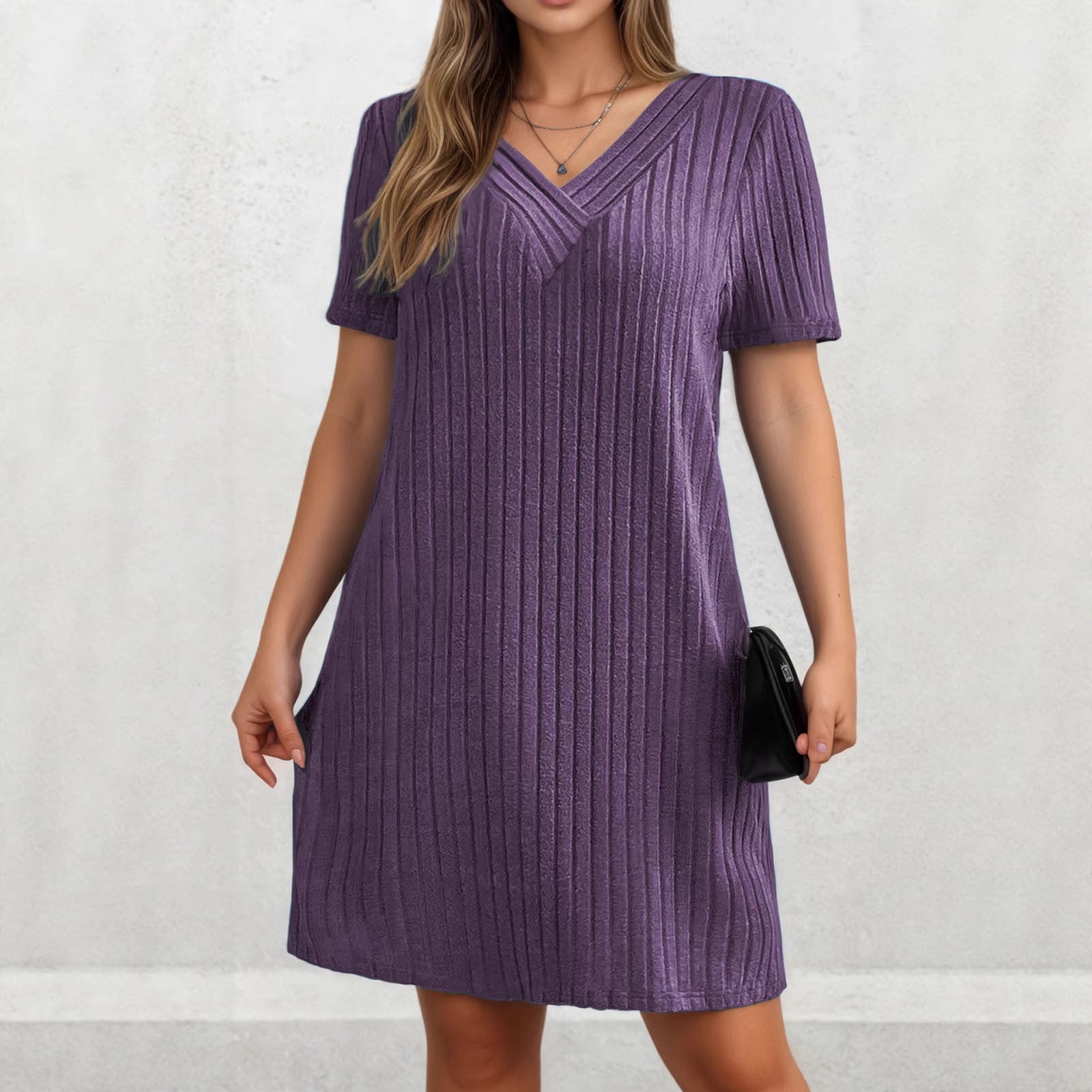 Censtreet Plus Size Midi Dress for Women Short Sleeve V Neck Criss ...