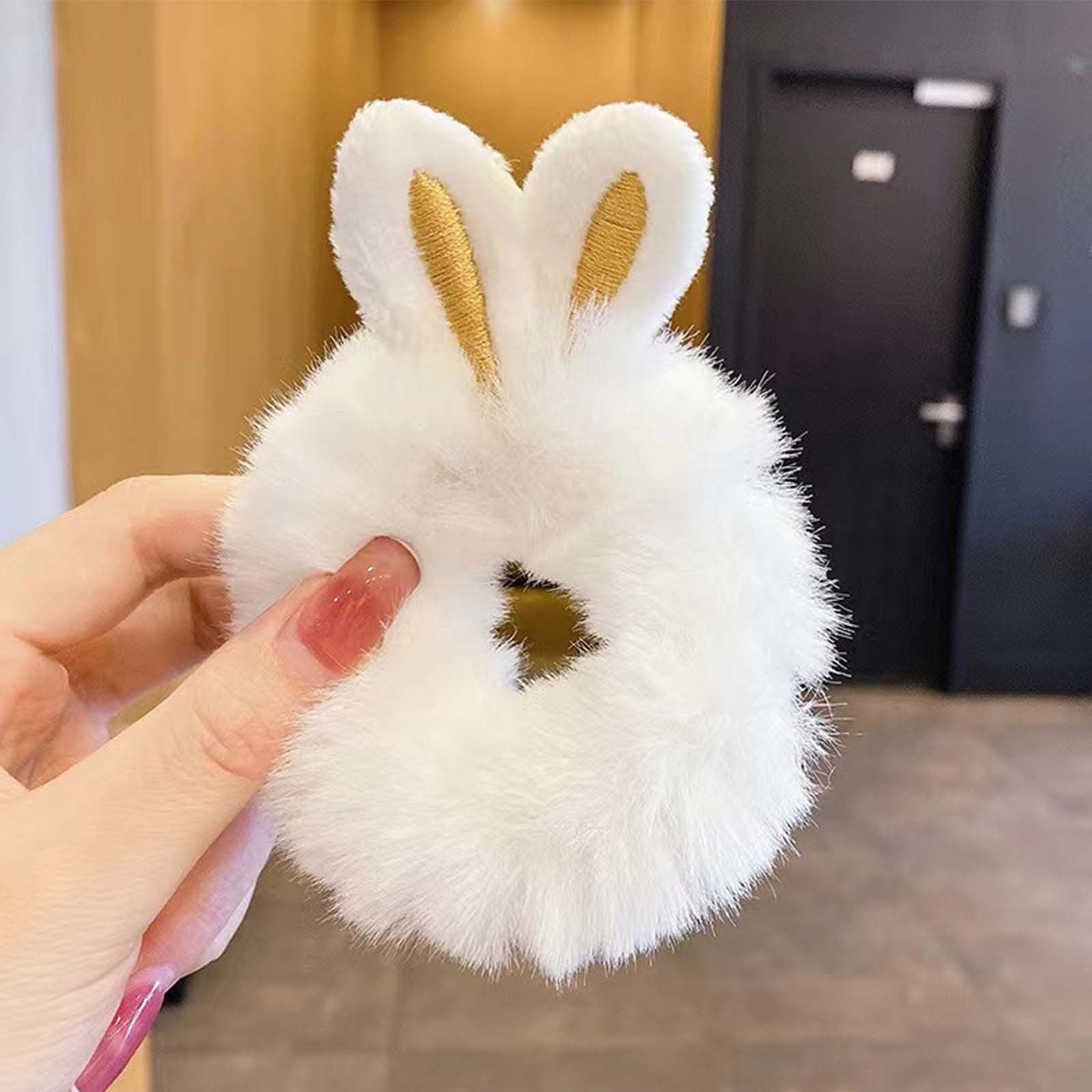 Censtreet Rabbit Hair Accessories: Fluffy Scrunchies, Elastic Ponytail ...